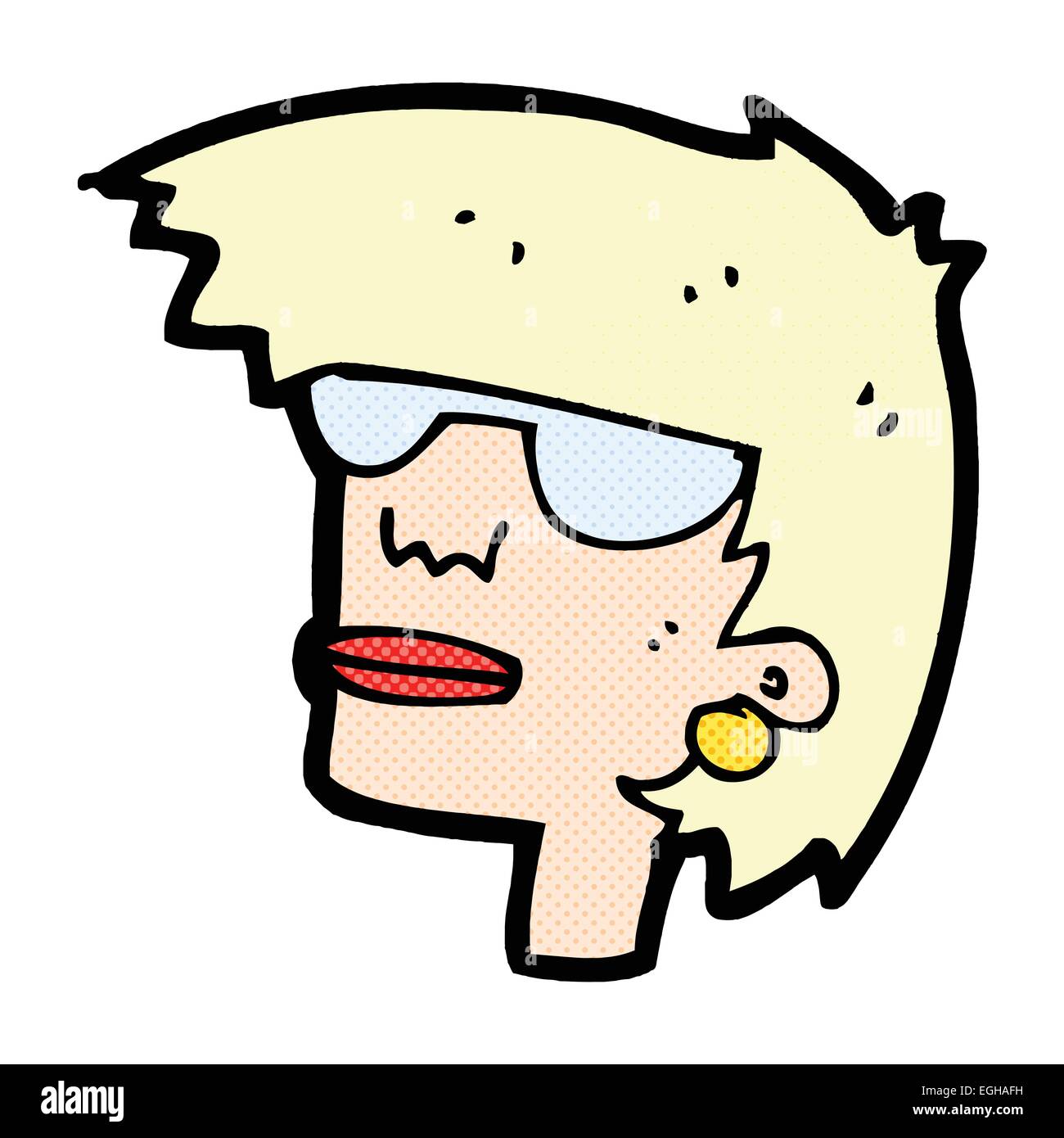 retro comic book style cartoon female face with glasses Stock Vector ...