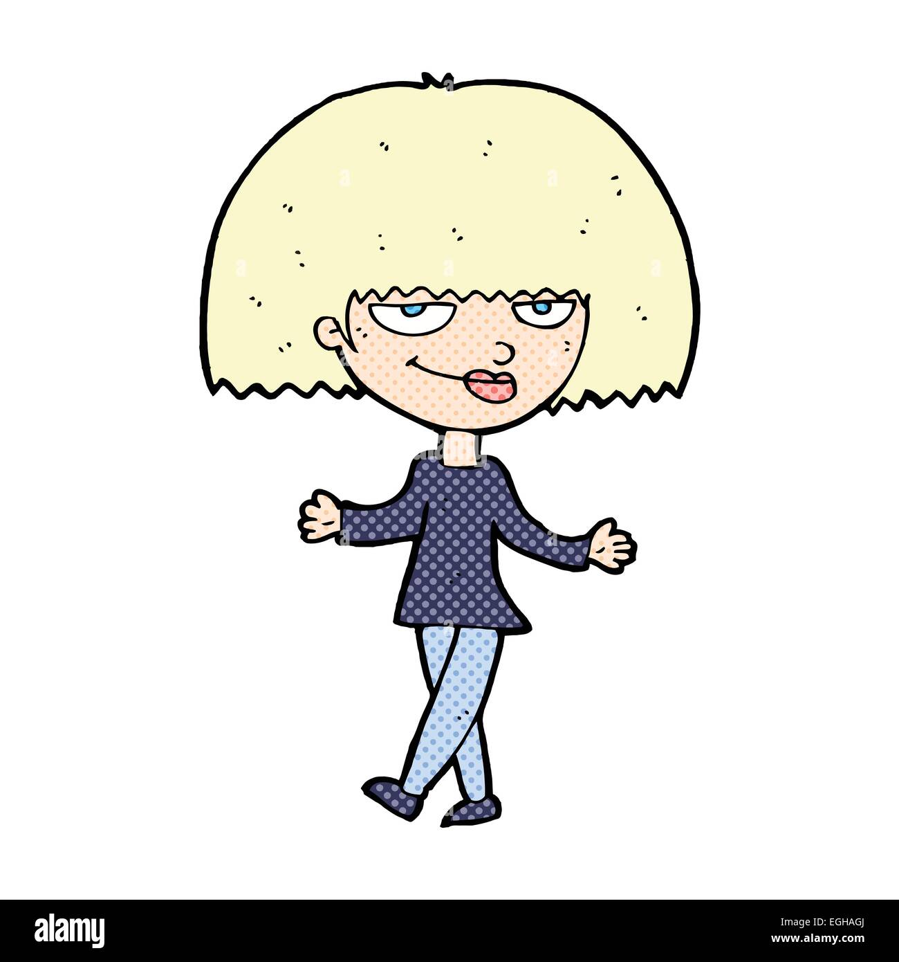 retro comic book style cartoon smug looking woman Stock Vector Image ...