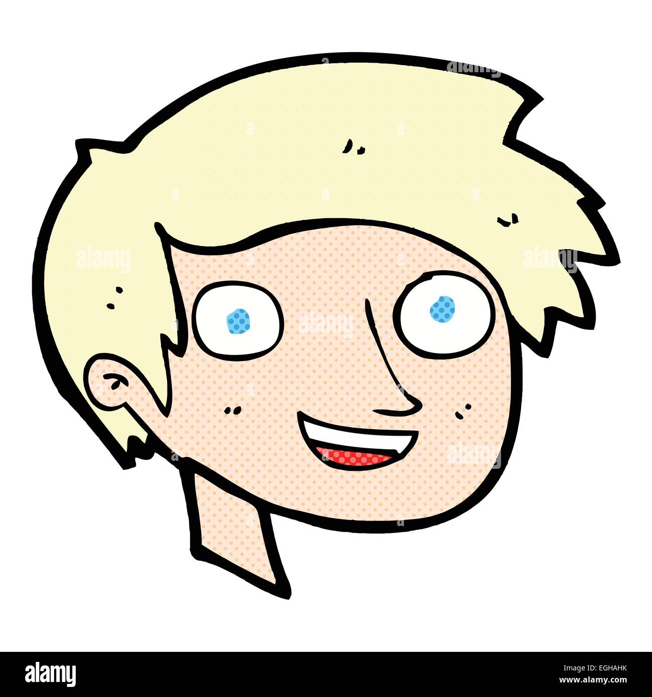 retro comic book style cartoon happy boy face Stock Vector Image & Art ...