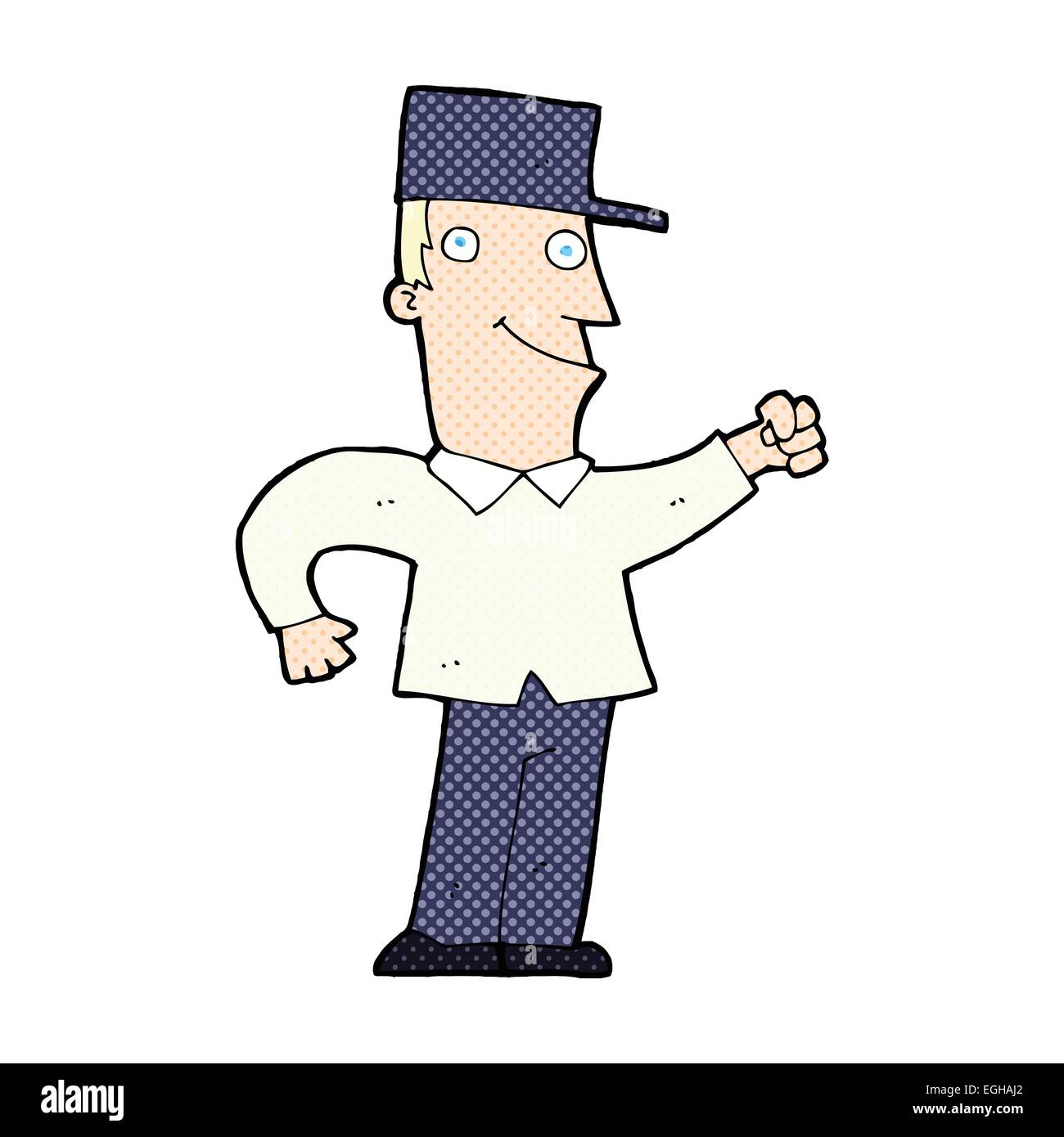 retro comic book style cartoon man punching air Stock Vector Image ...