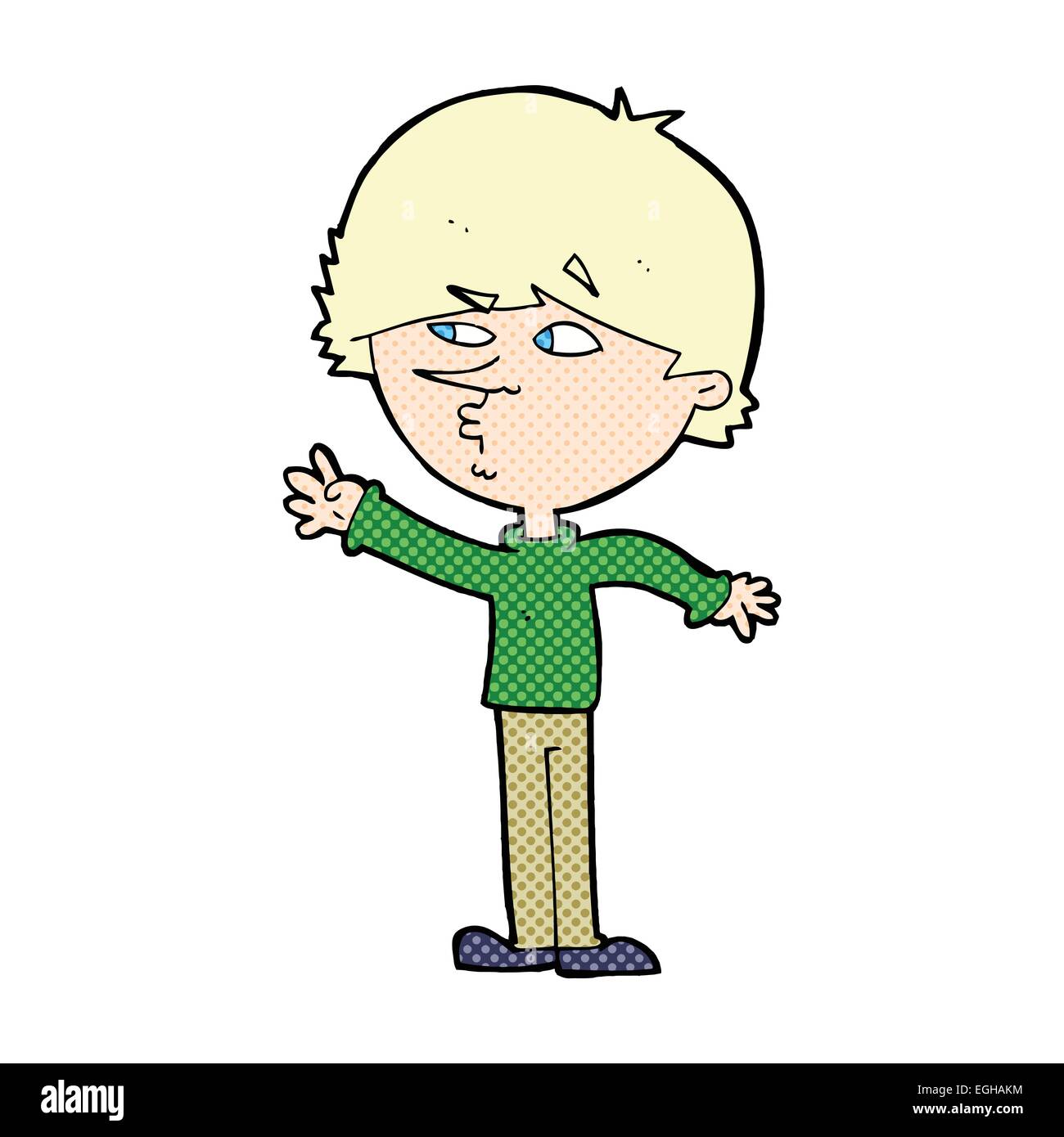 retro comic book style cartoon worried man reaching Stock Vector Image ...