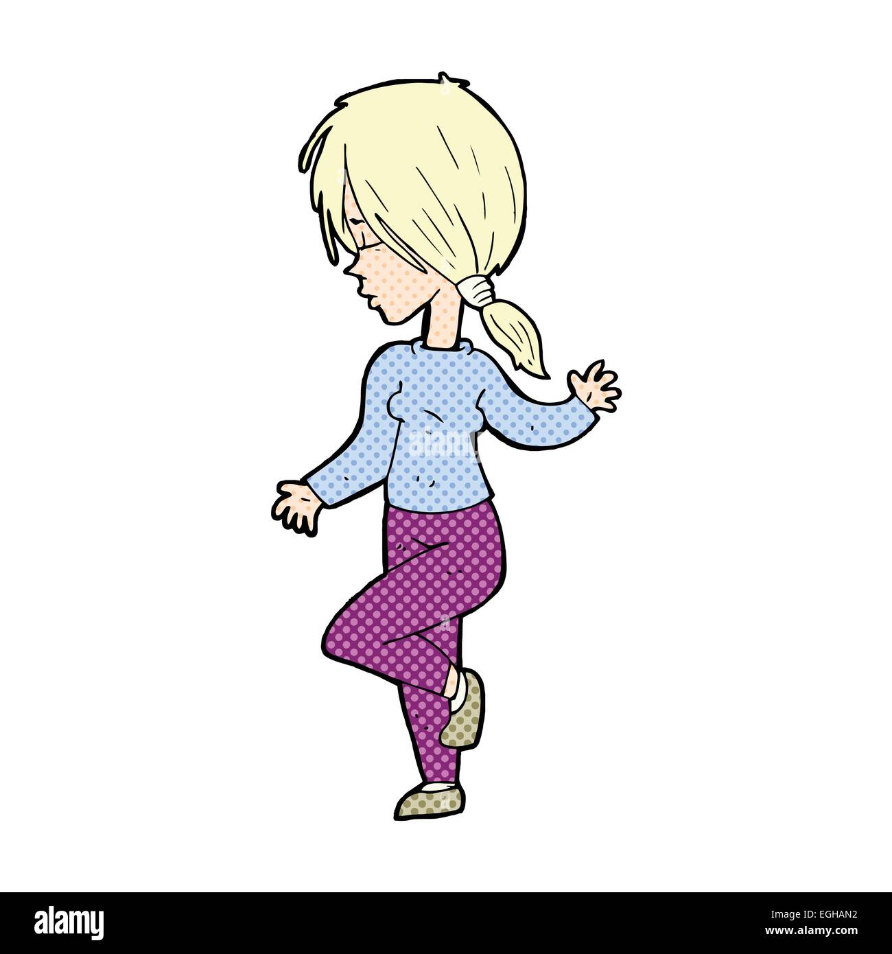 retro comic book style cartoon girl dancing Stock Vector Image & Art ...