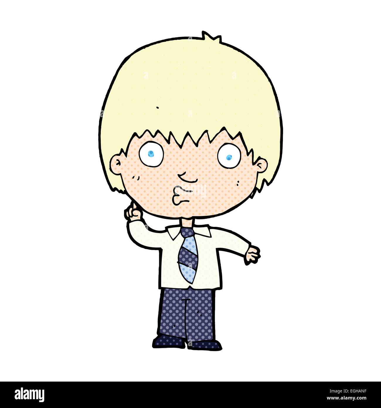 retro comic book style cartoon school boy answering question Stock ...