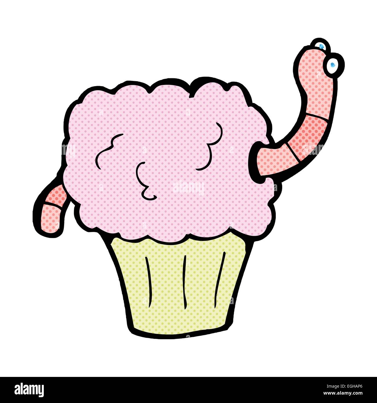 retro comic book style cartoon worm in cupcake Stock Vector Image & Art ...