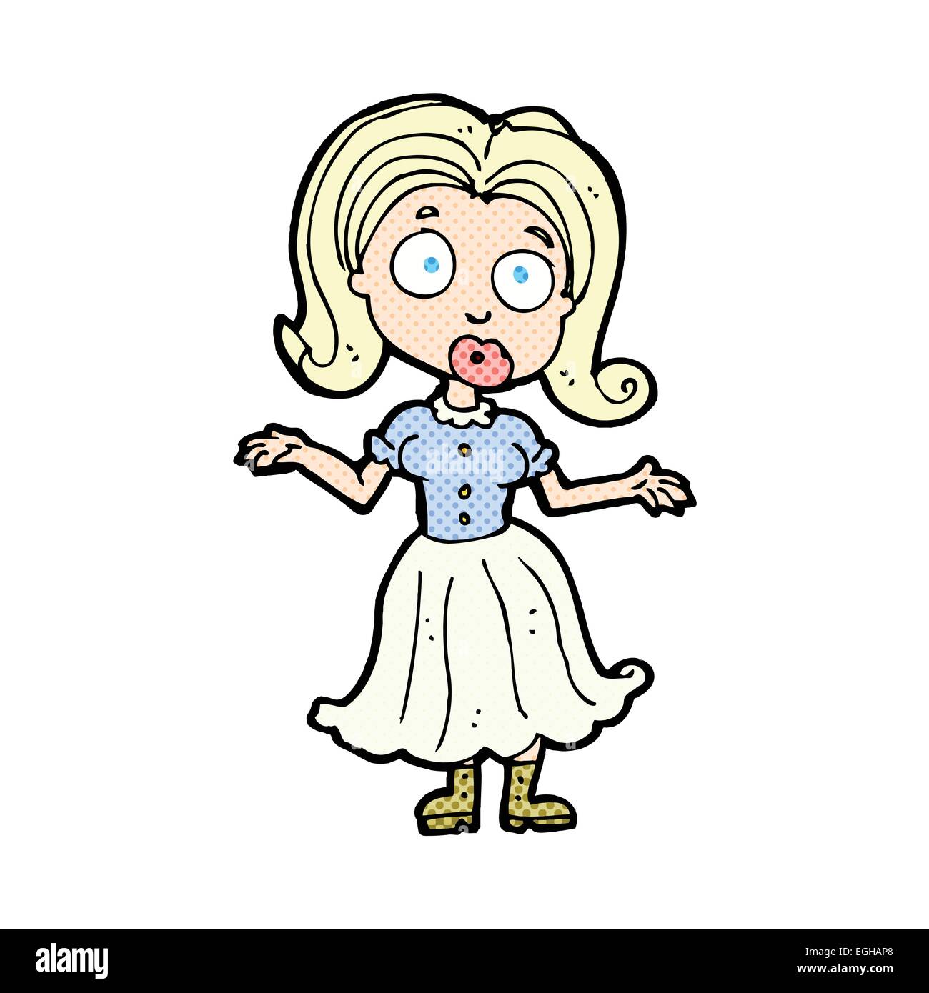 retro comic book style cartoon confused girl Stock Vector Image & Art ...