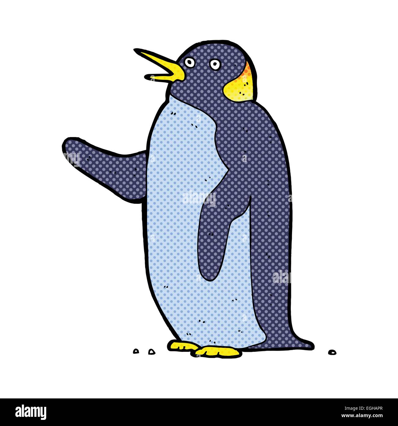 retro comic book style cartoon penguin waving Stock Vector Image & Art ...