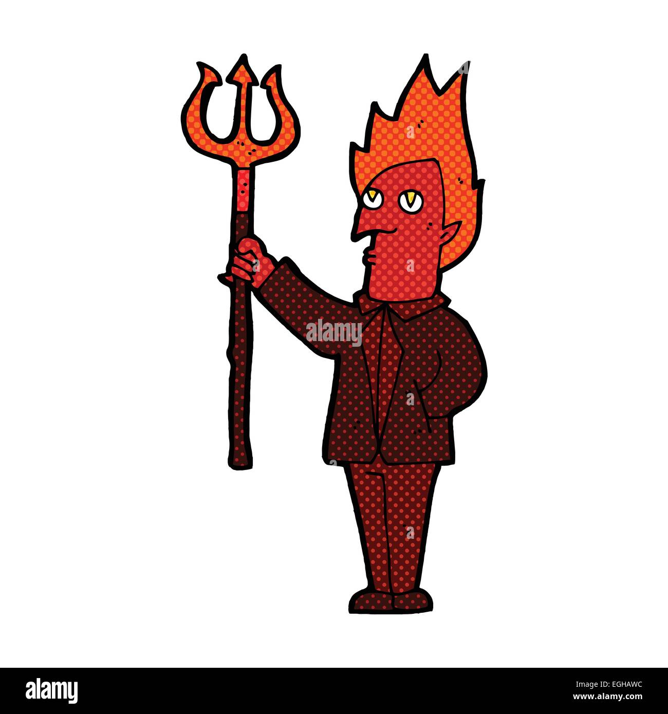 retro comic book style cartoon devil with pitchfork Stock Vector Image ...
