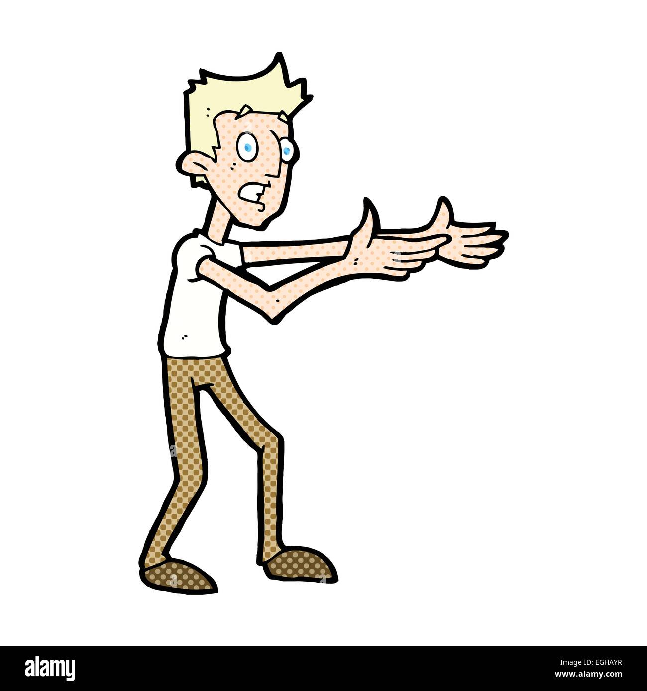 retro comic book style cartoon man desperately explaining Stock Vector ...