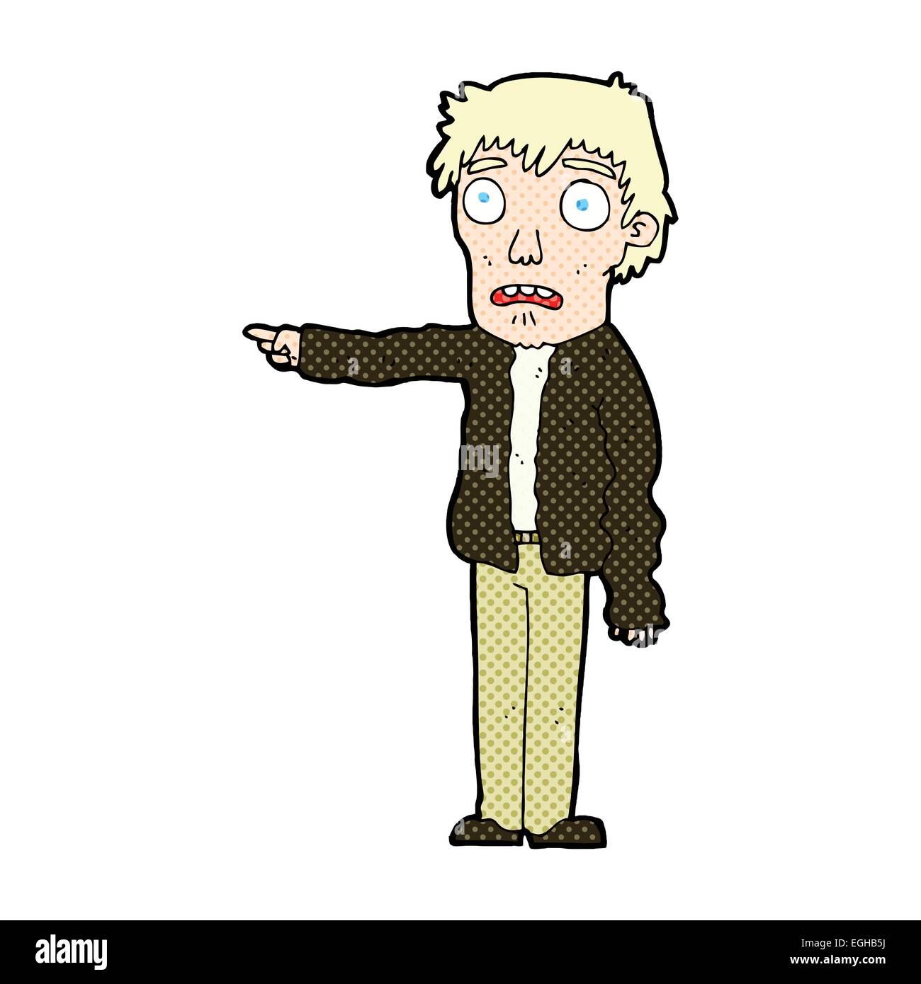 retro comic book style cartoon terrified man pointing Stock Vector ...