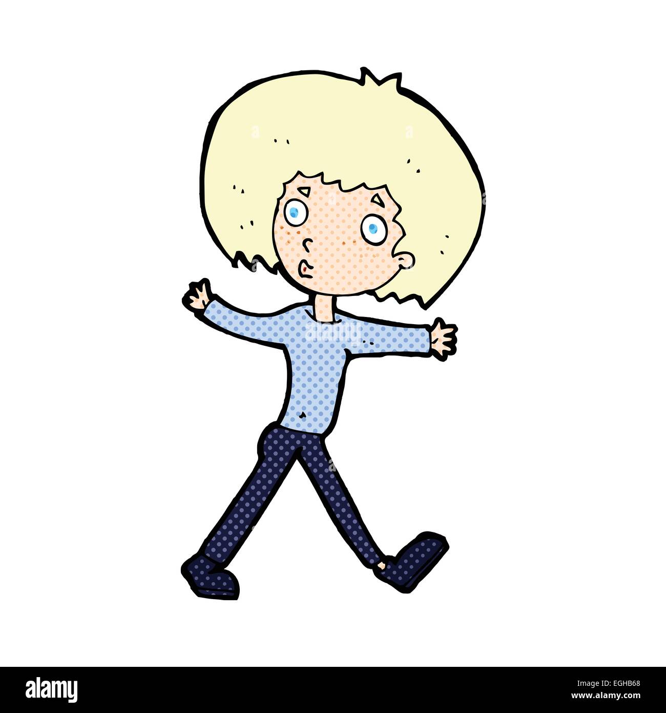 retro comic book style cartoon surprised man walking Stock Vector Image ...