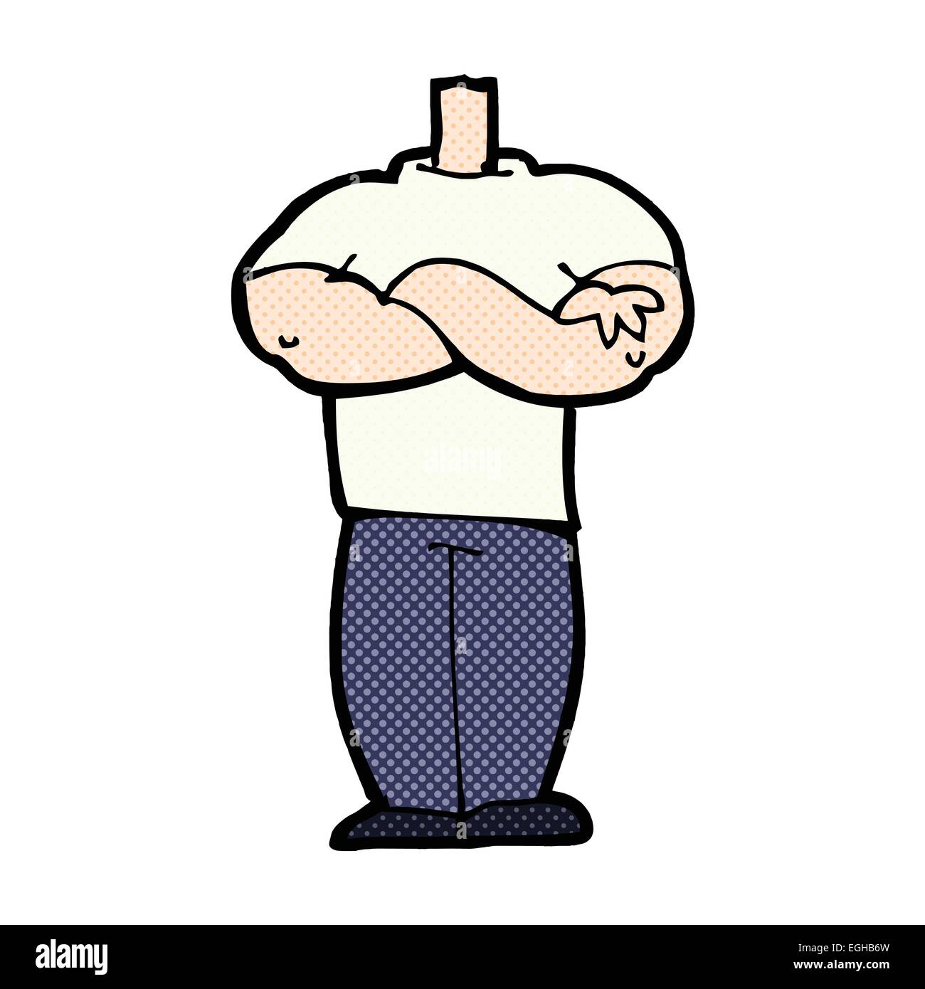 retro comic book style cartoon body with folded arms (mix and match ...