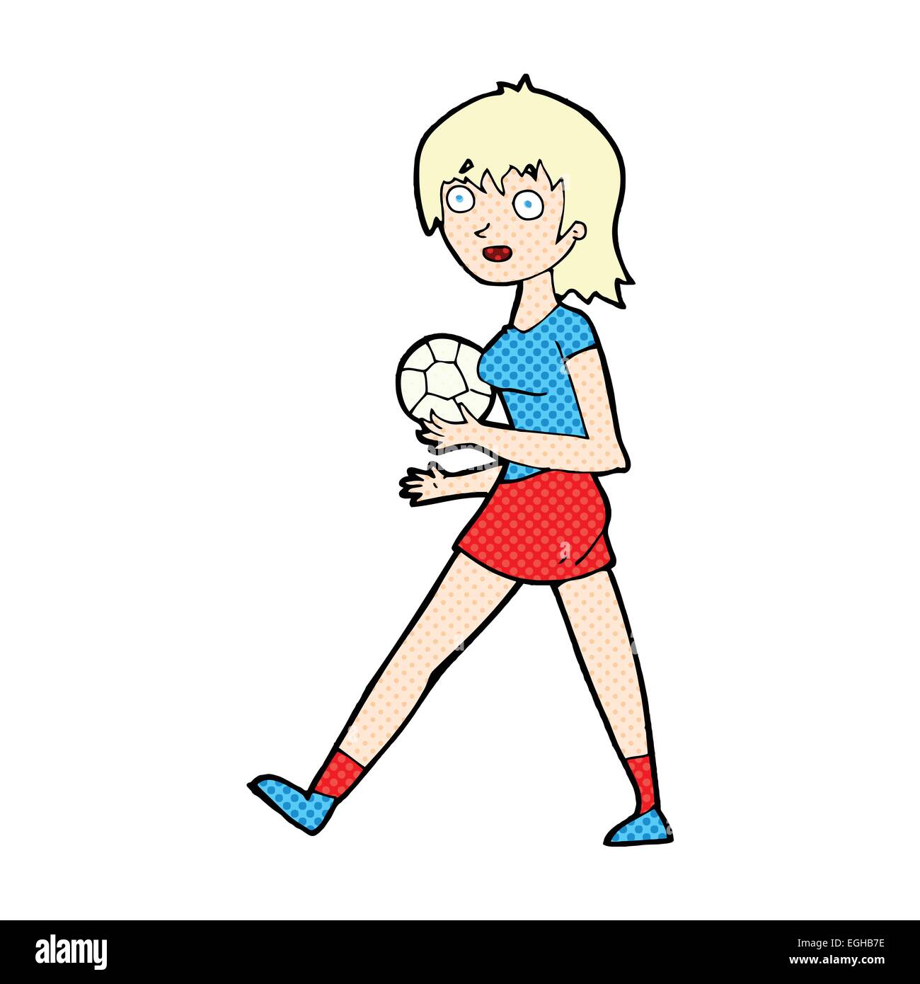 retro comic book style cartoon soccer girl Stock Vector Image & Art - Alamy