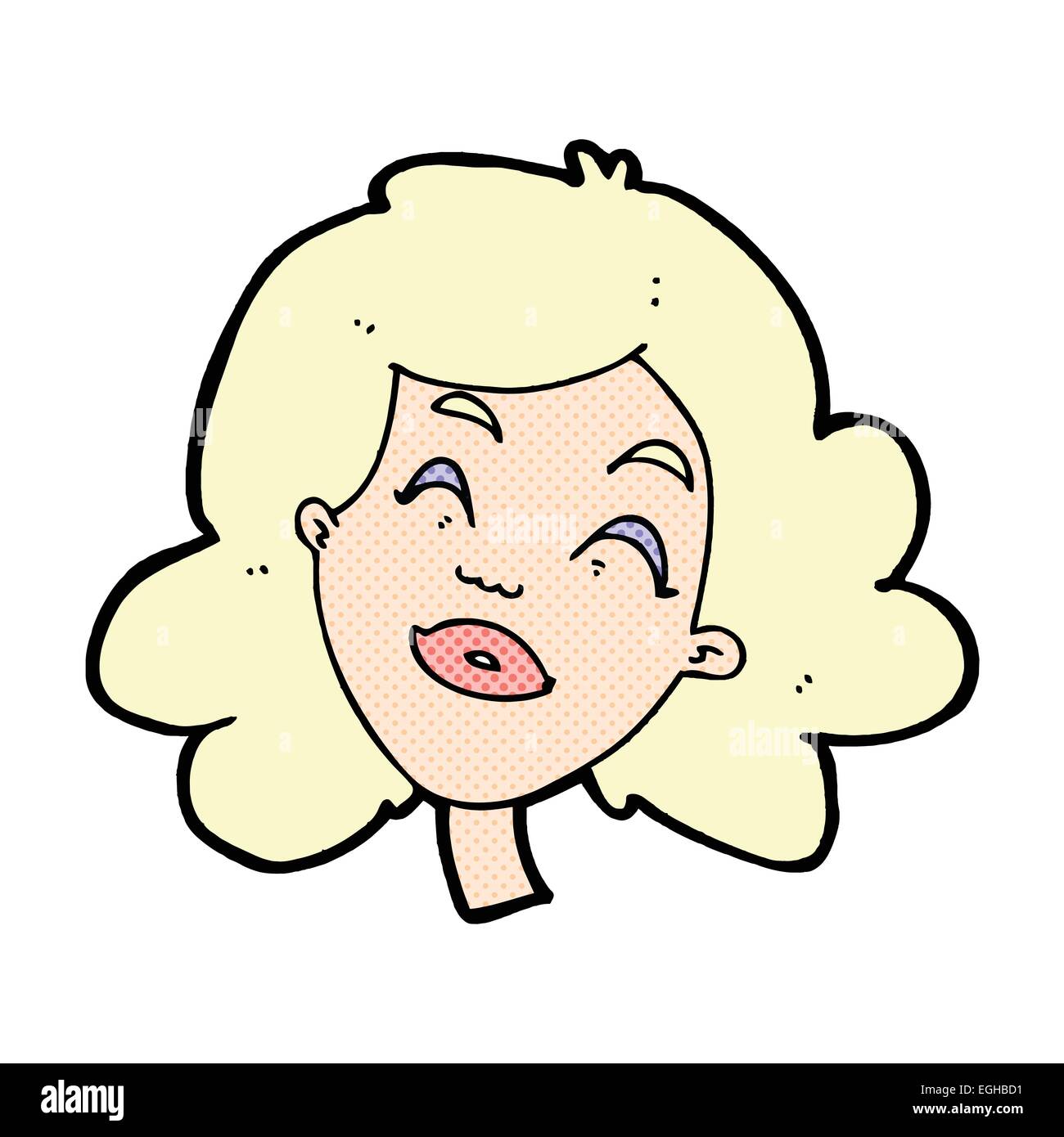 retro comic book style cartoon happy female face Stock Vector Image ...