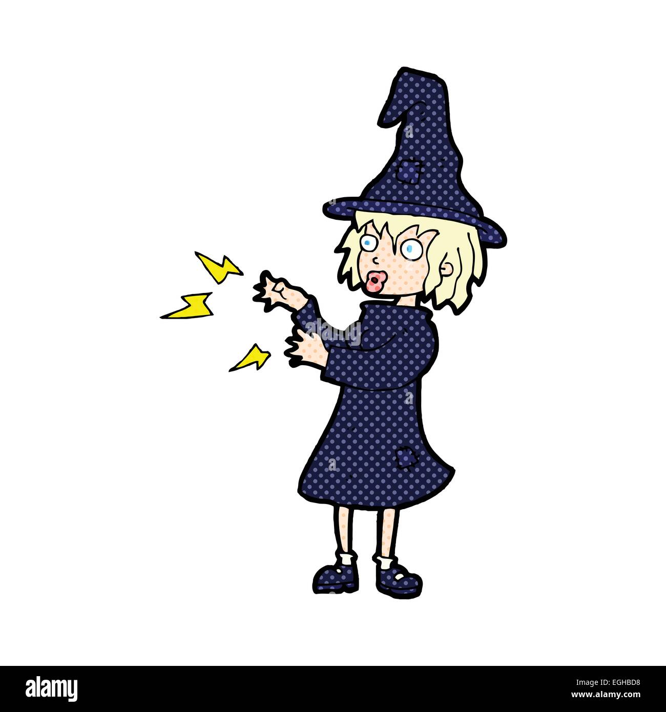 retro comic book style cartoon witch casting spell Stock Vector Image ...