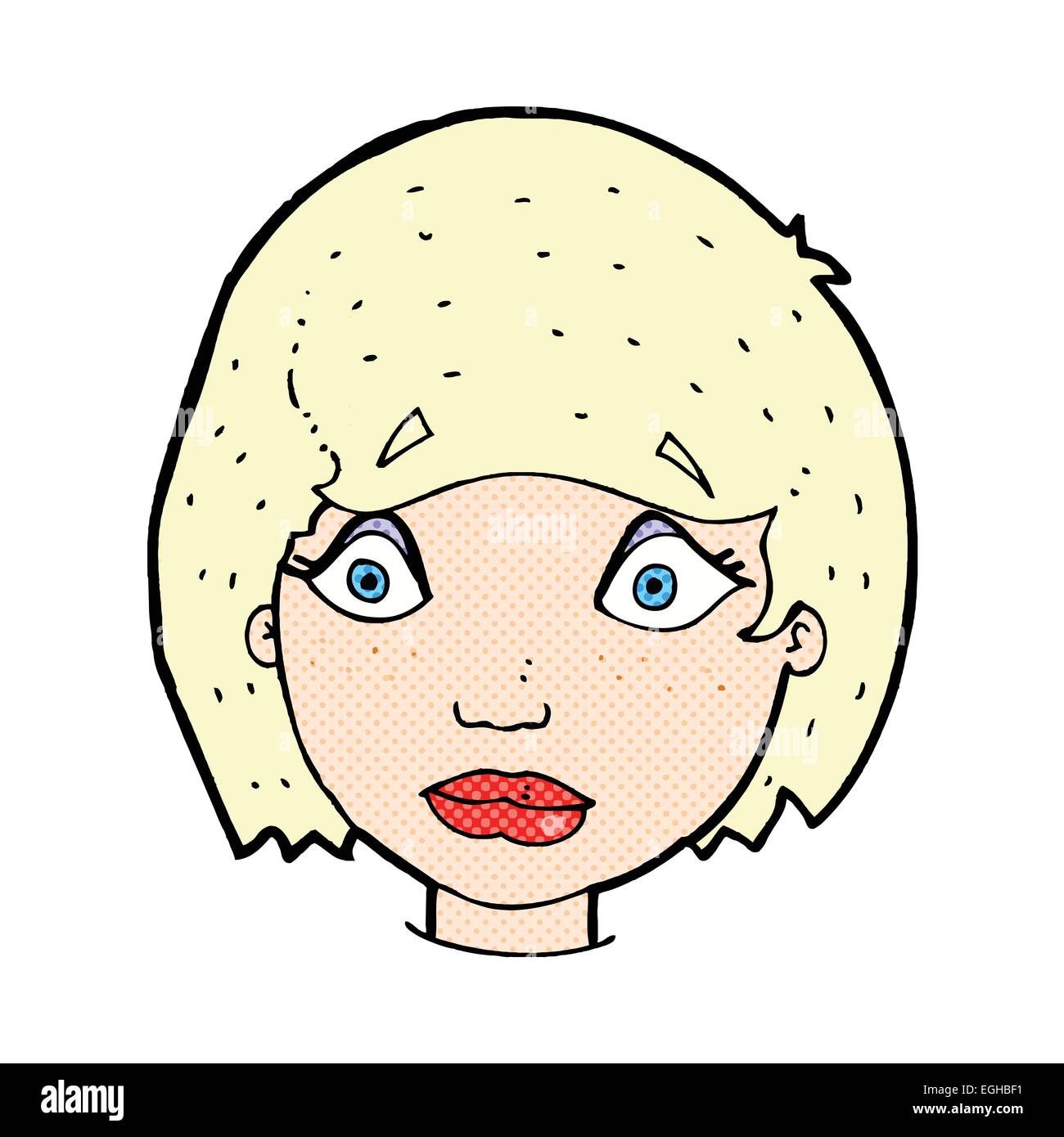 retro comic book style cartoon worried female face Stock Vector Image ...