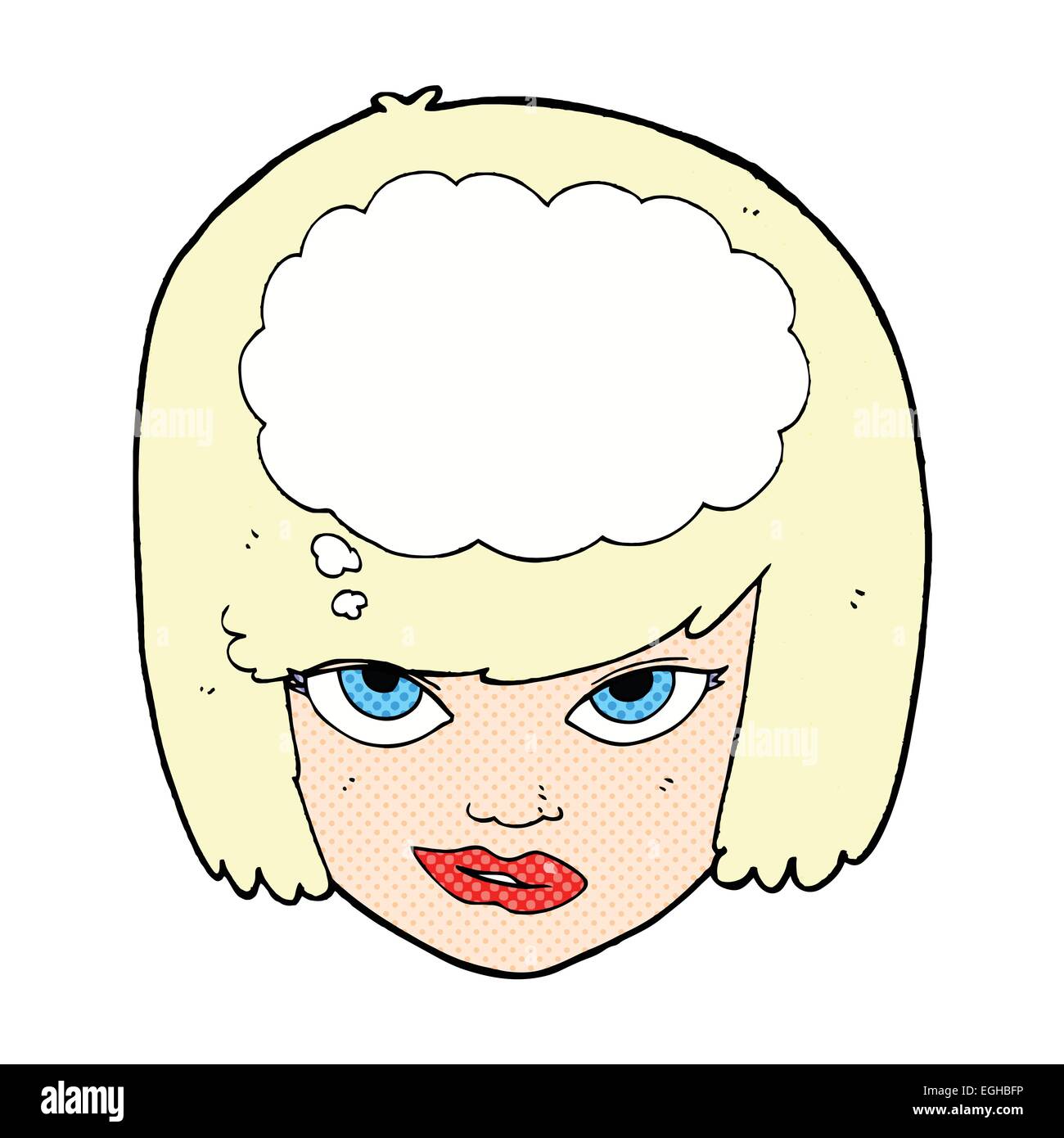 retro comic book style cartoon woman thinking Stock Vector Image & Art ...