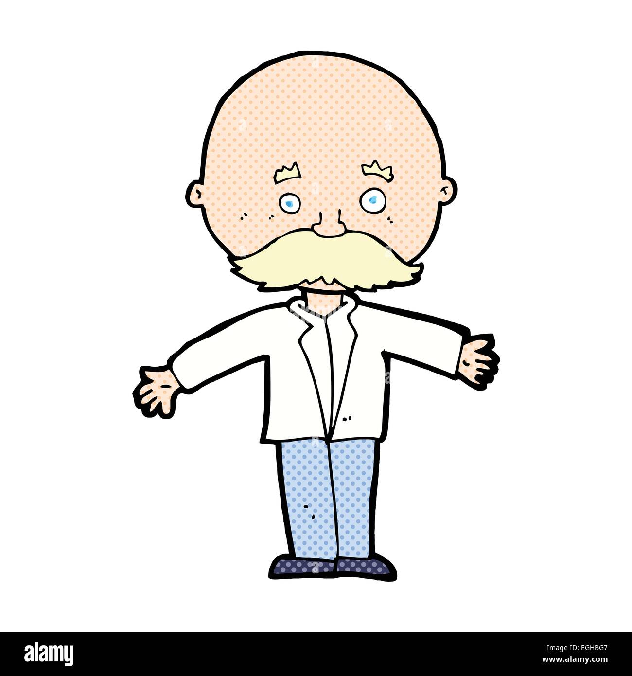 retro comic book style cartoon bald man with open arms Stock Vector ...