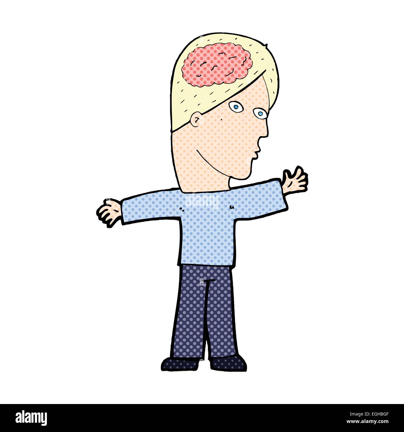 retro comic book style cartoon man with brain Stock Vector Image & Art ...