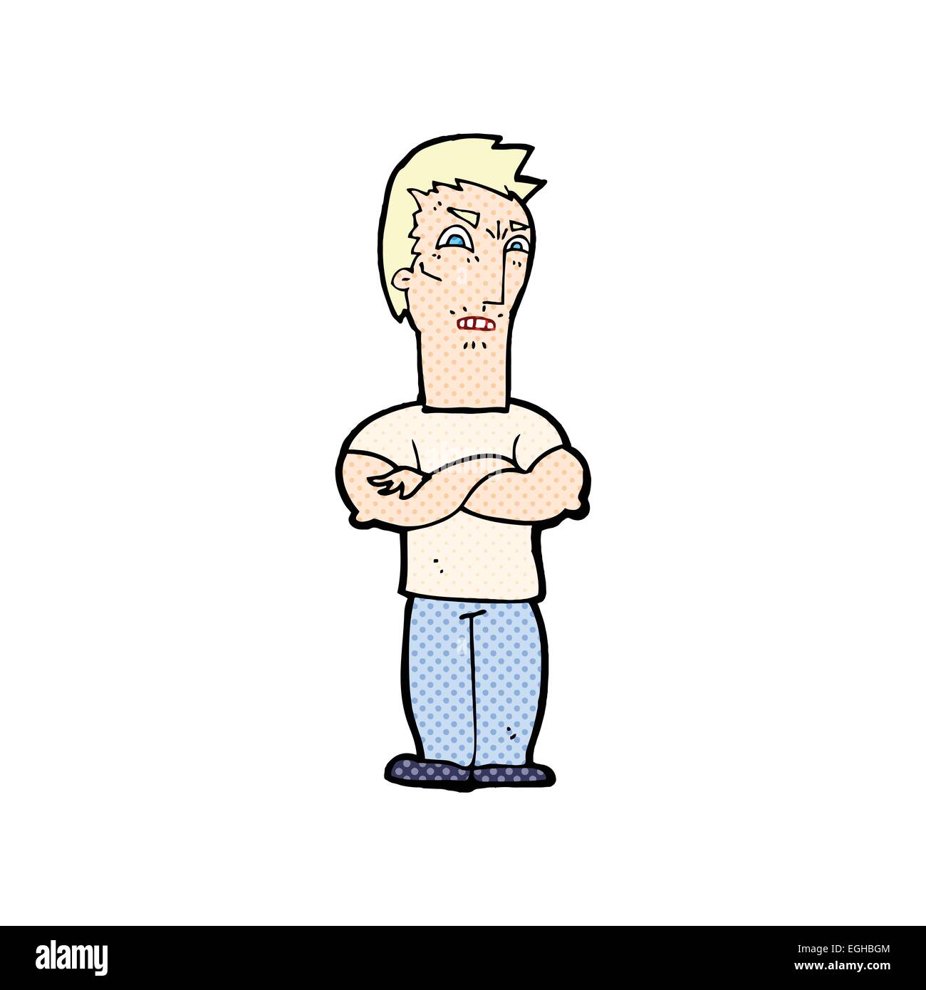 retro comic book style cartoon annoyed man with folded arms Stock ...