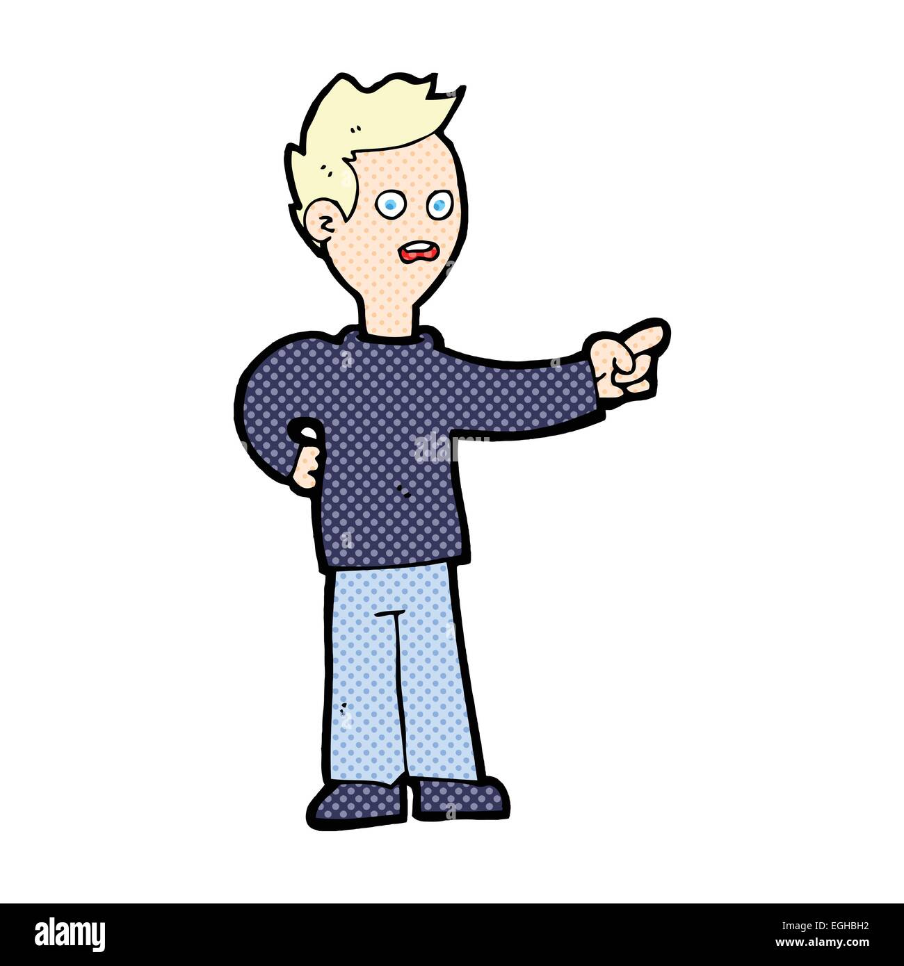 retro comic book style cartoon shocked boy pointing Stock Vector Image ...