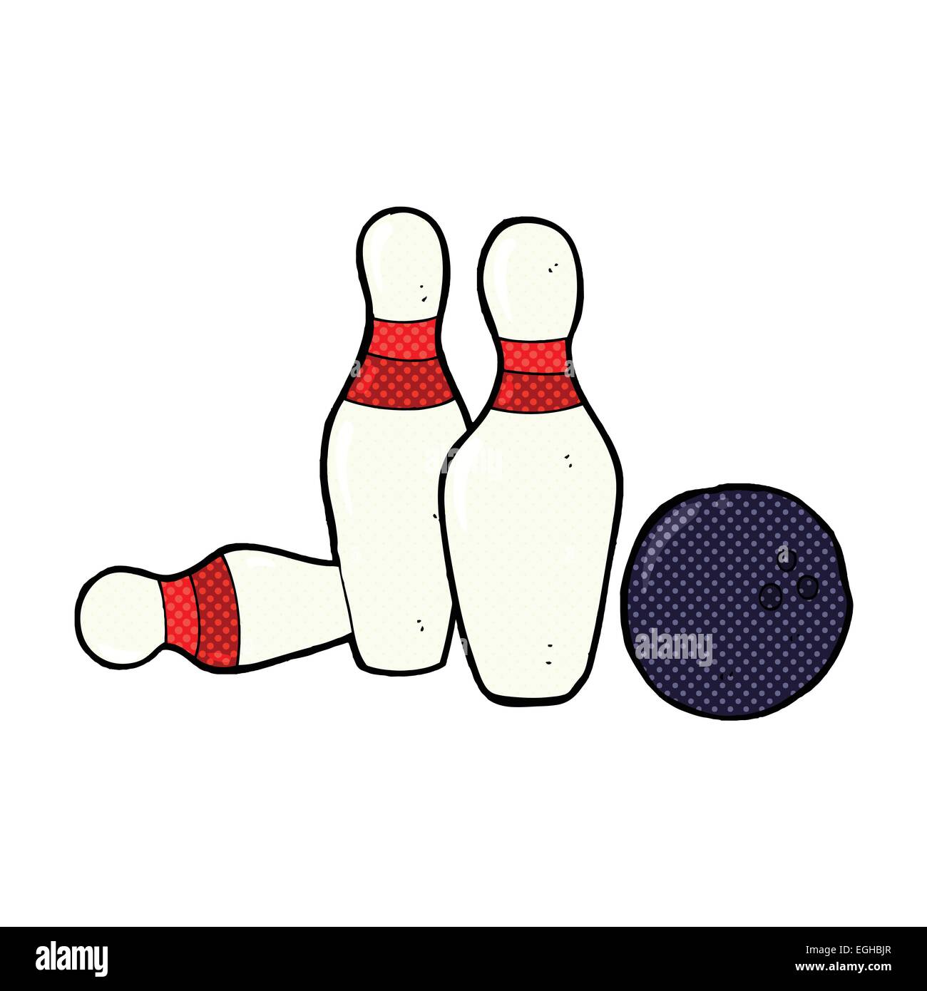 retro comic book style cartoon bowling ball and skittles Stock Vector ...