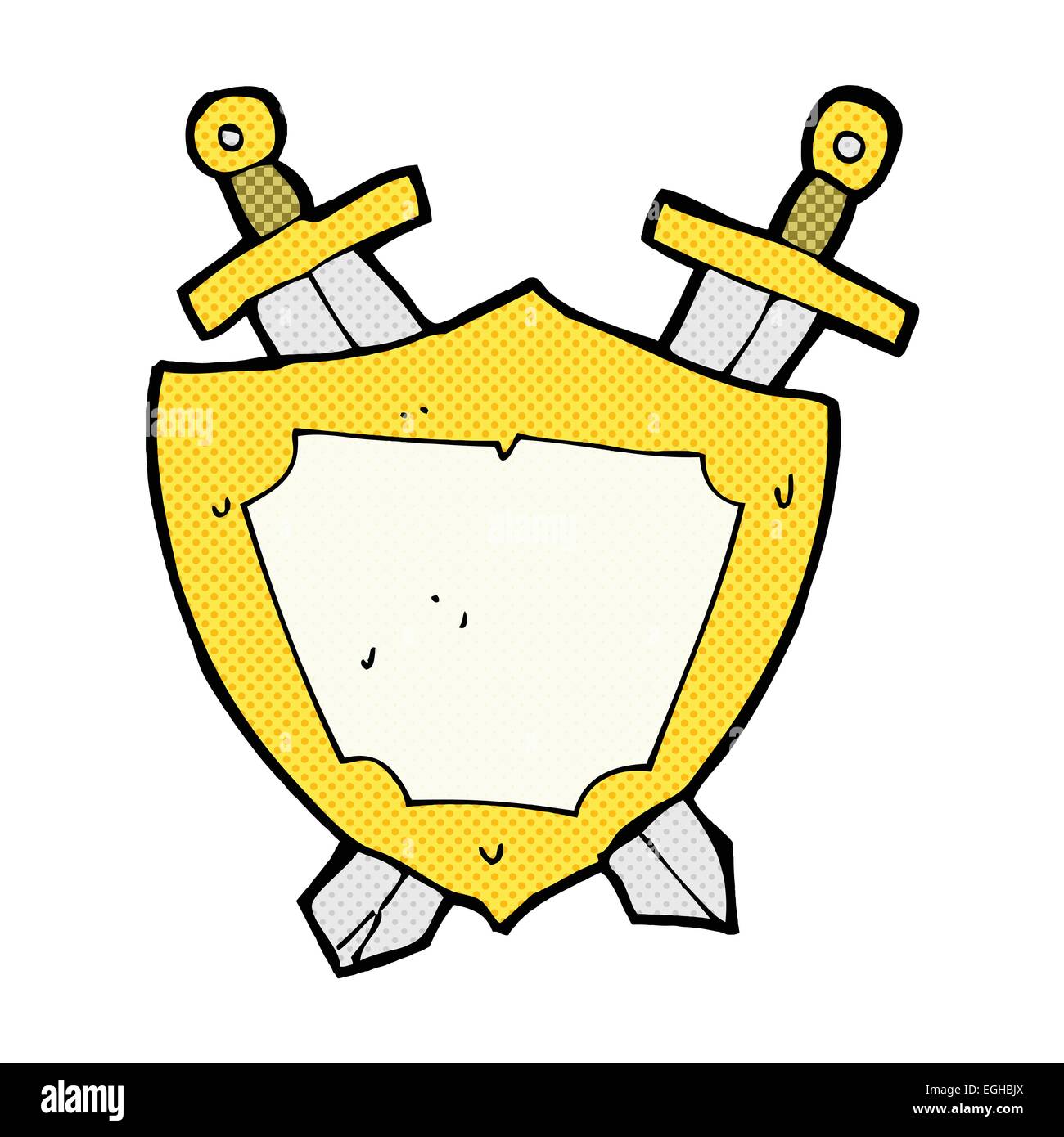 retro comic book style cartoon shield and swords Stock Vector Image ...