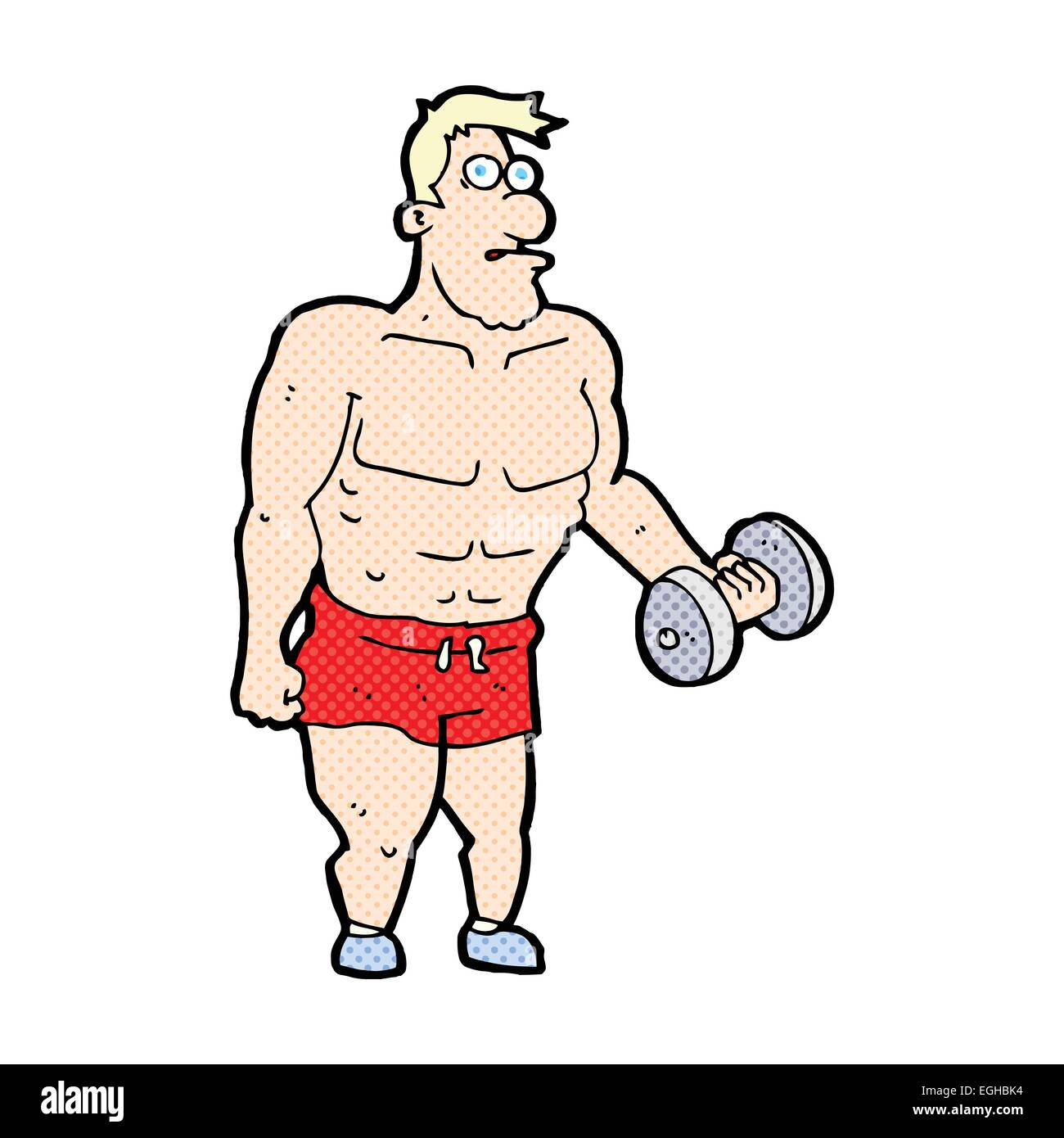 retro comic book style cartoon man lifting weights Stock Vector Image ...