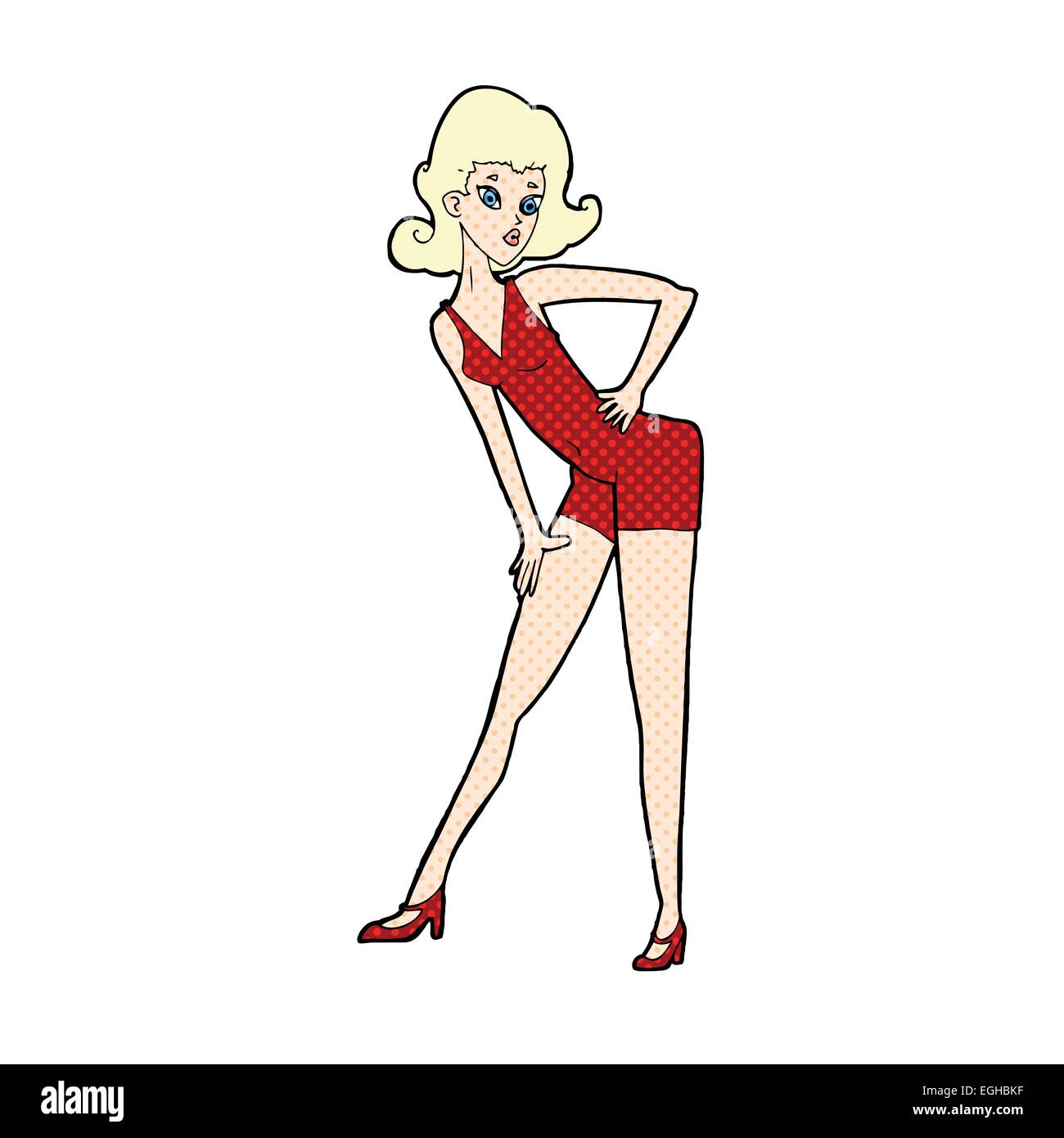 retro comic book style cartoon model woman posing Stock Vector Image ...