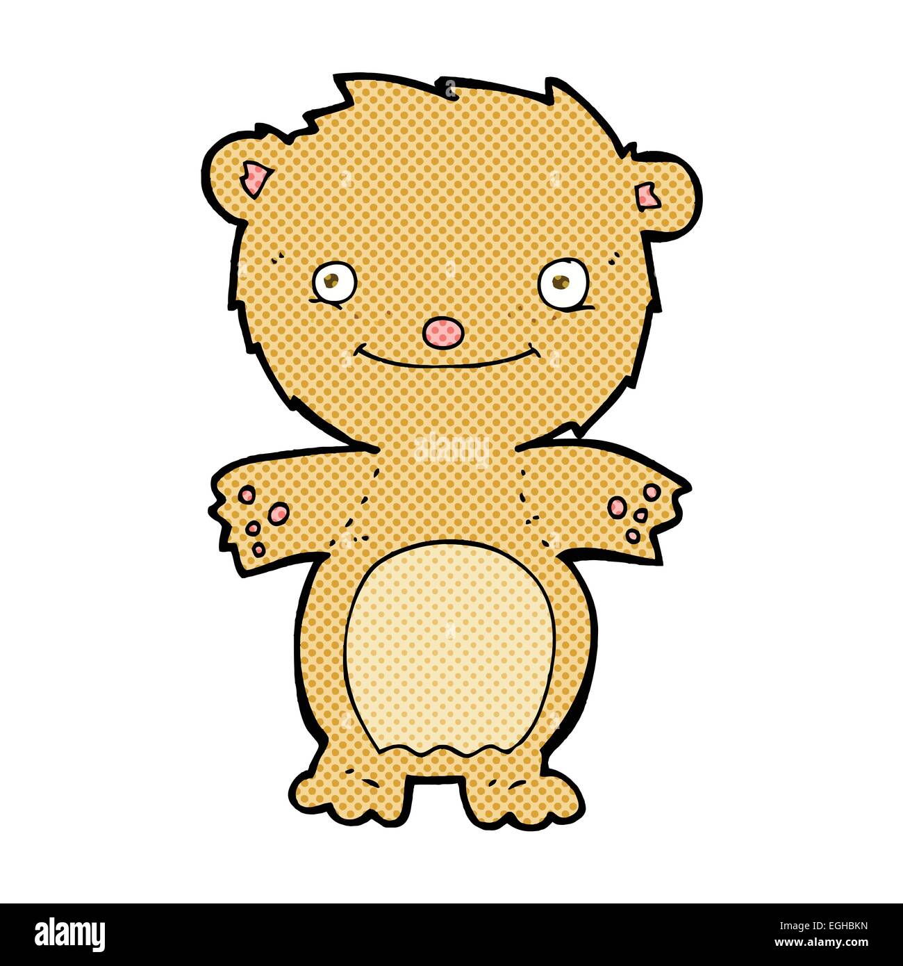 retro comic book style cartoon happy little teddy bear Stock Vector ...