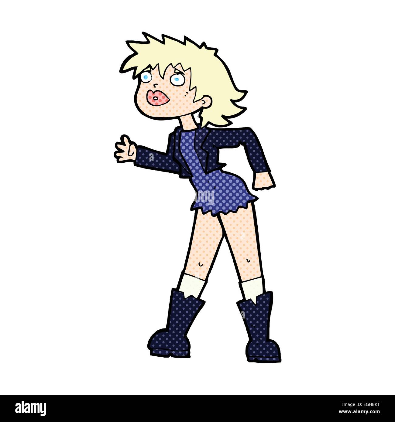 retro comic book style cartoon girl in leather jacket Stock Vector ...