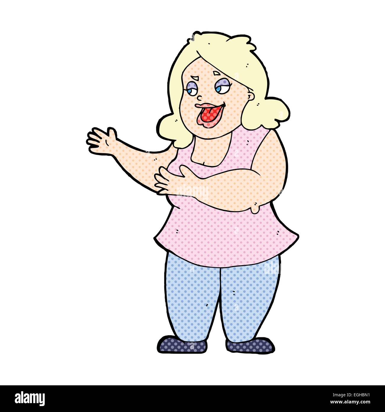 retro comic book style cartoon happy fat woman Stock Vector Image & Art ...