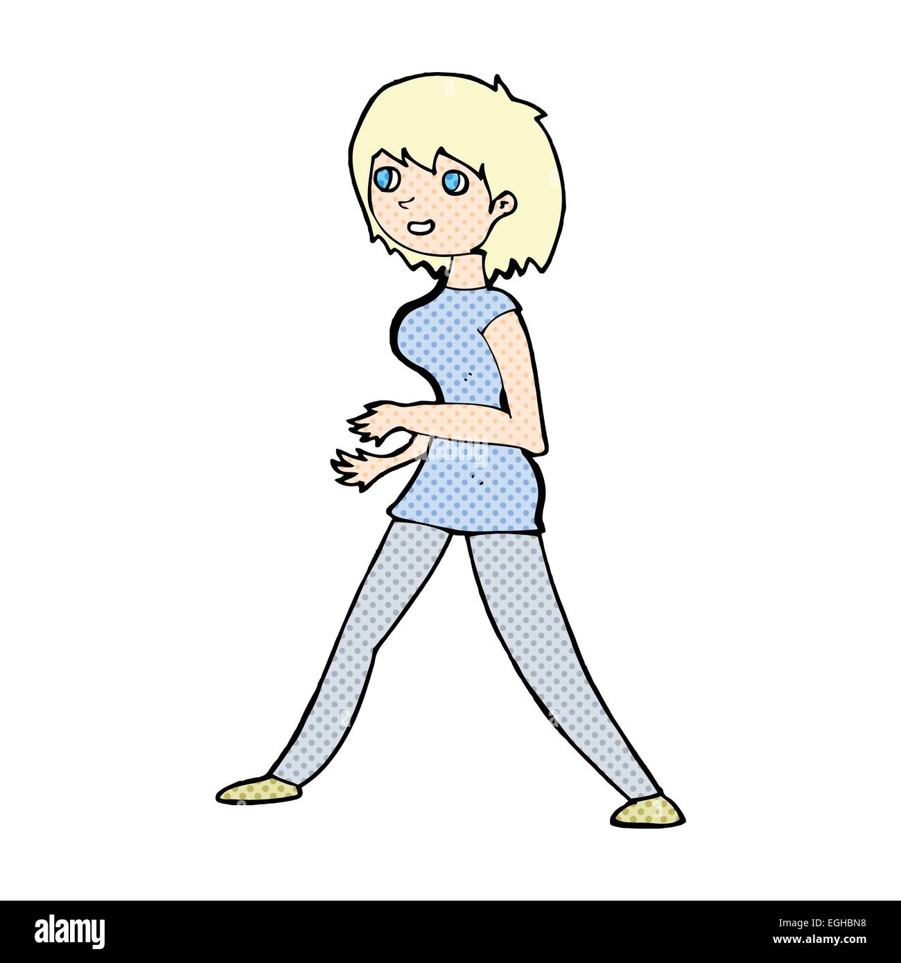 retro comic book style cartoon woman walking Stock Vector Image & Art ...
