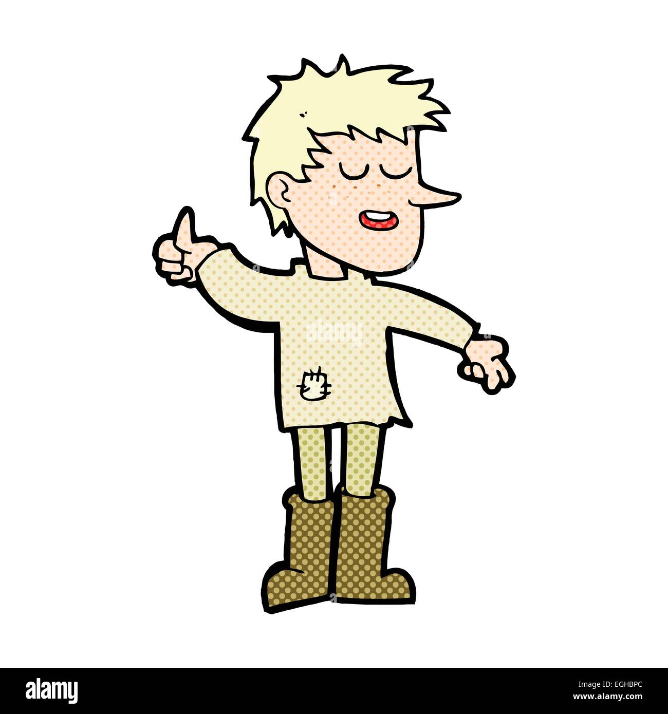 retro comic book style cartoon poor boy with positive attitude Stock ...