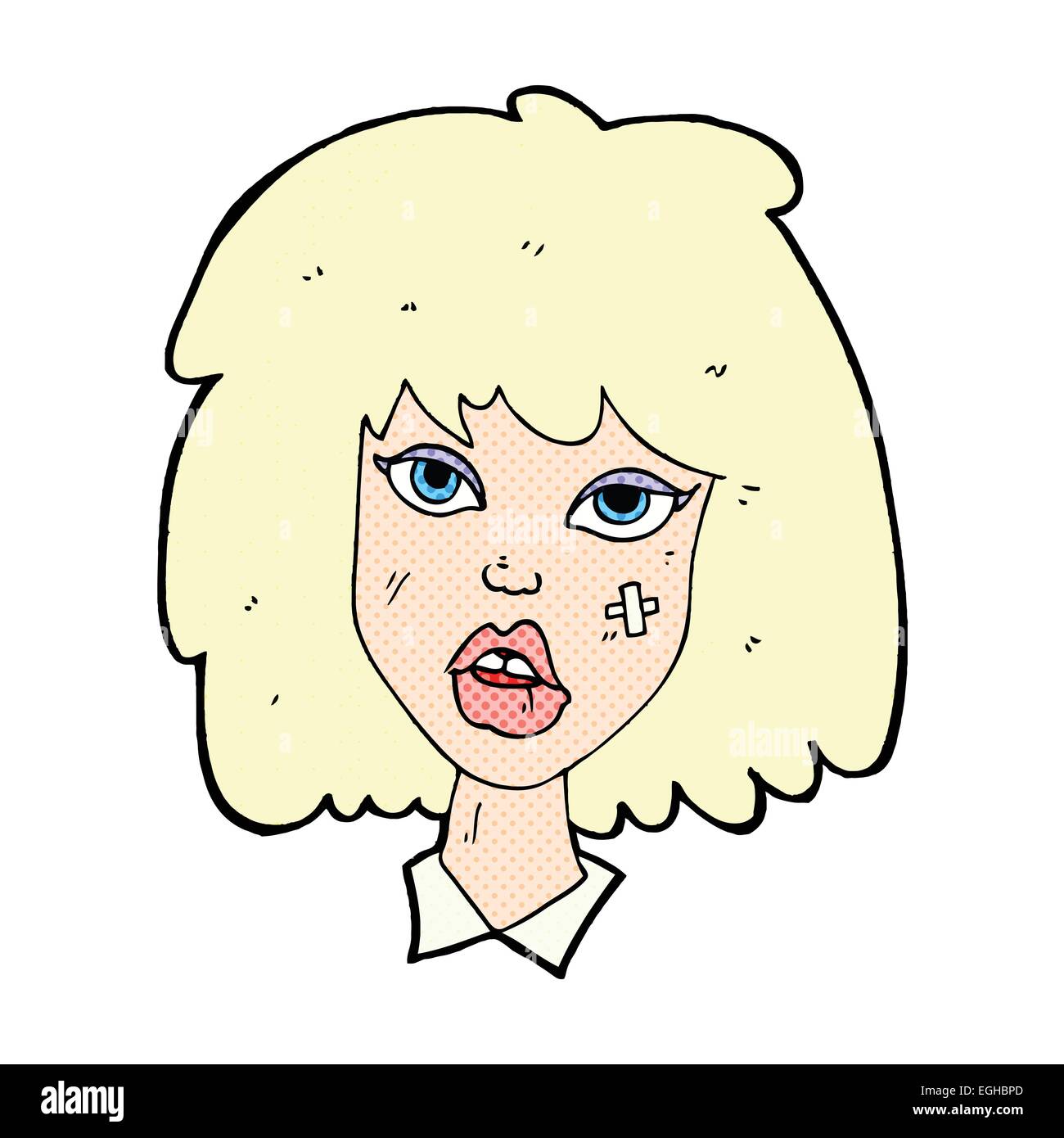 retro comic book style cartoon woman with bruised face Stock Vector ...