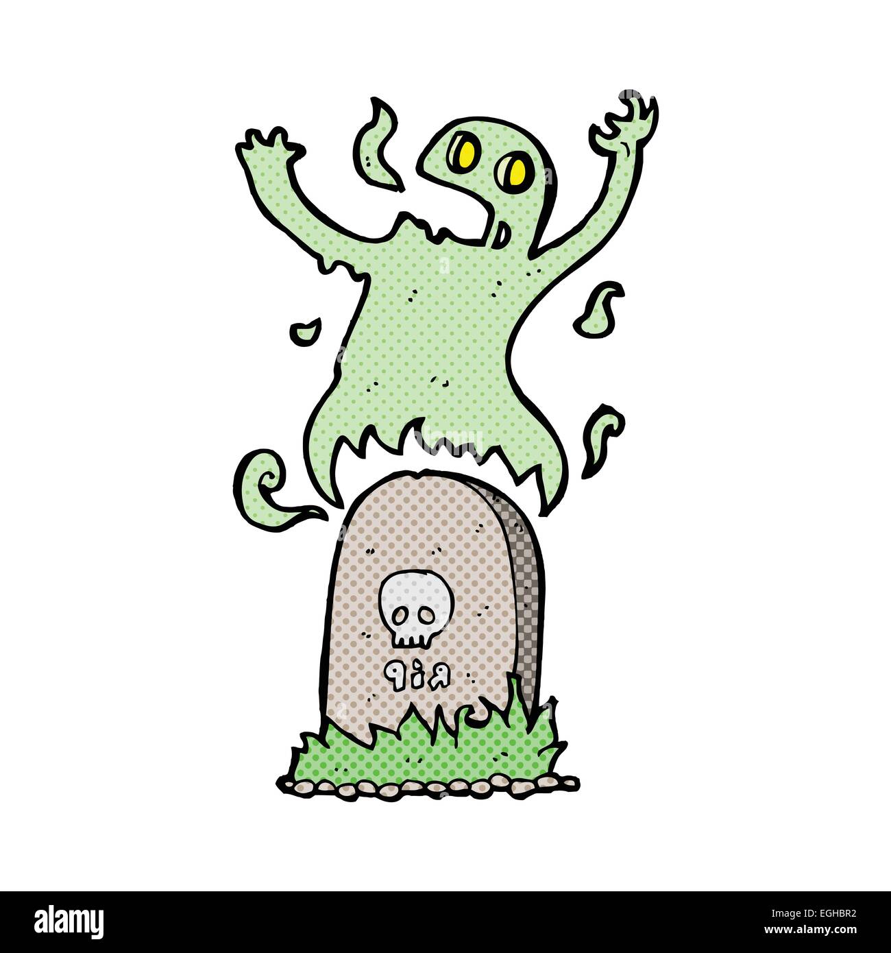 retro comic book style cartoon ghost rising from grave Stock Vector ...
