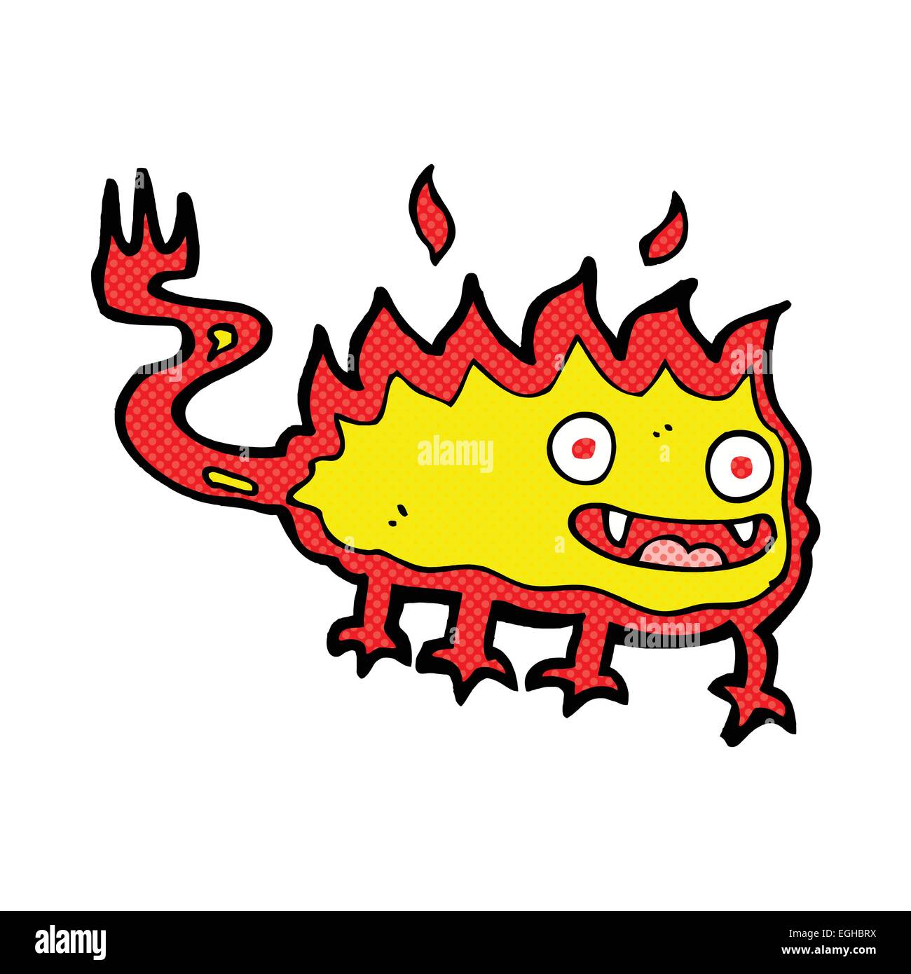 retro comic book style cartoon little fire demon Stock Vector Image ...