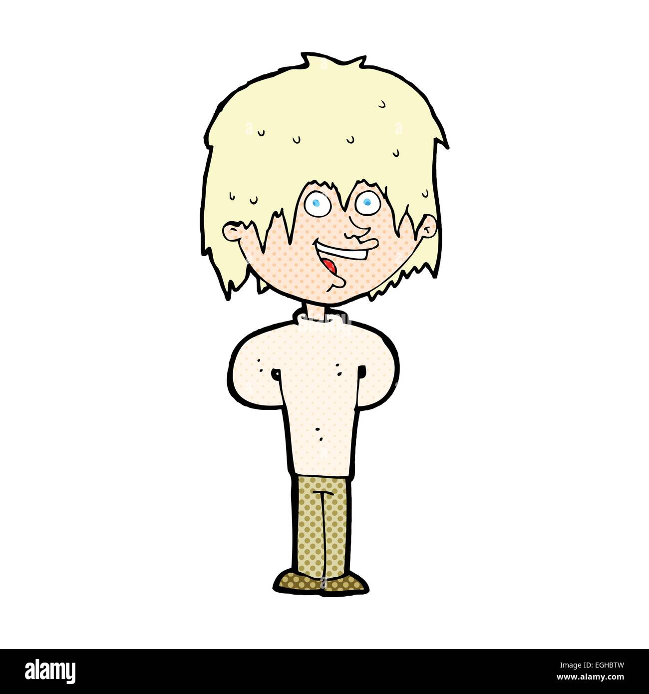 retro comic book style cartoon happy scruffy boy Stock Vector Image ...