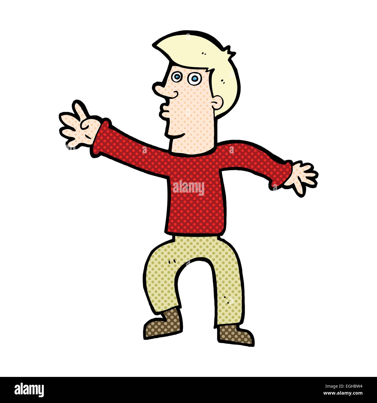 retro comic book style cartoon reaching man Stock Vector Image & Art ...