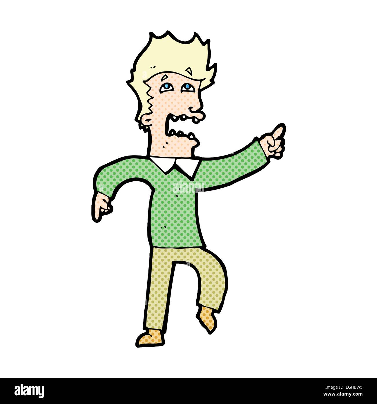 retro comic book style cartoon frightened man pointing Stock Vector ...