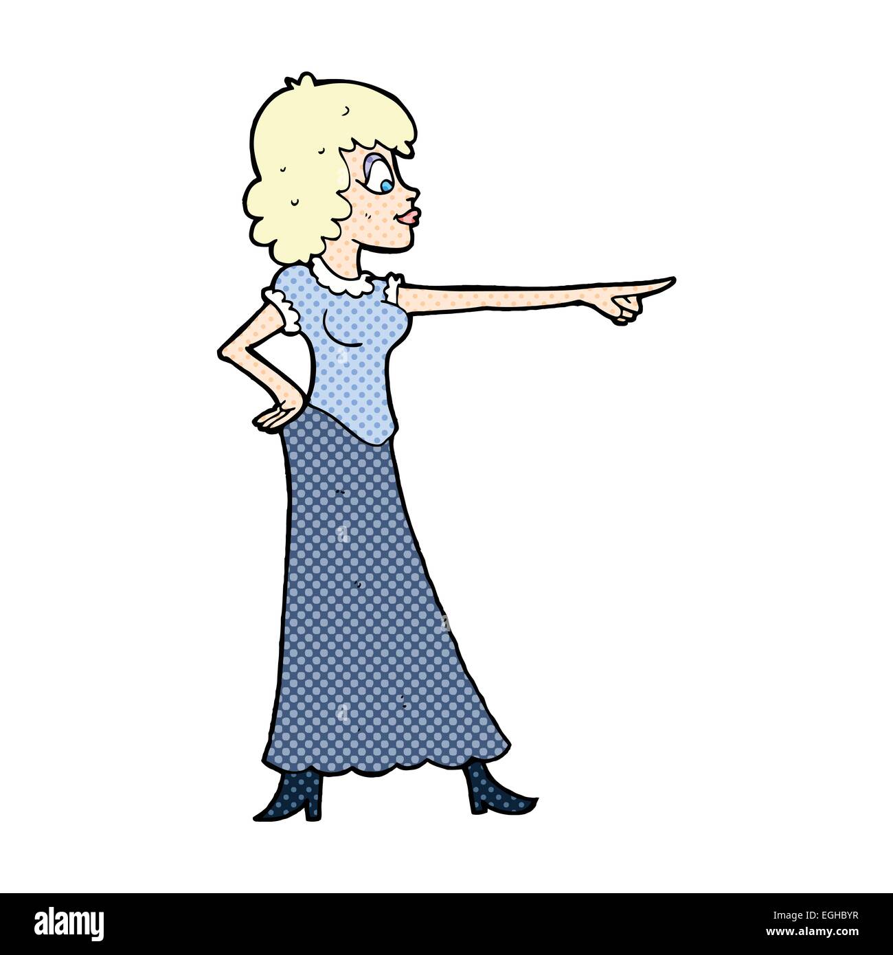 retro comic book style cartoon woman pointing finger Stock Vector Image ...