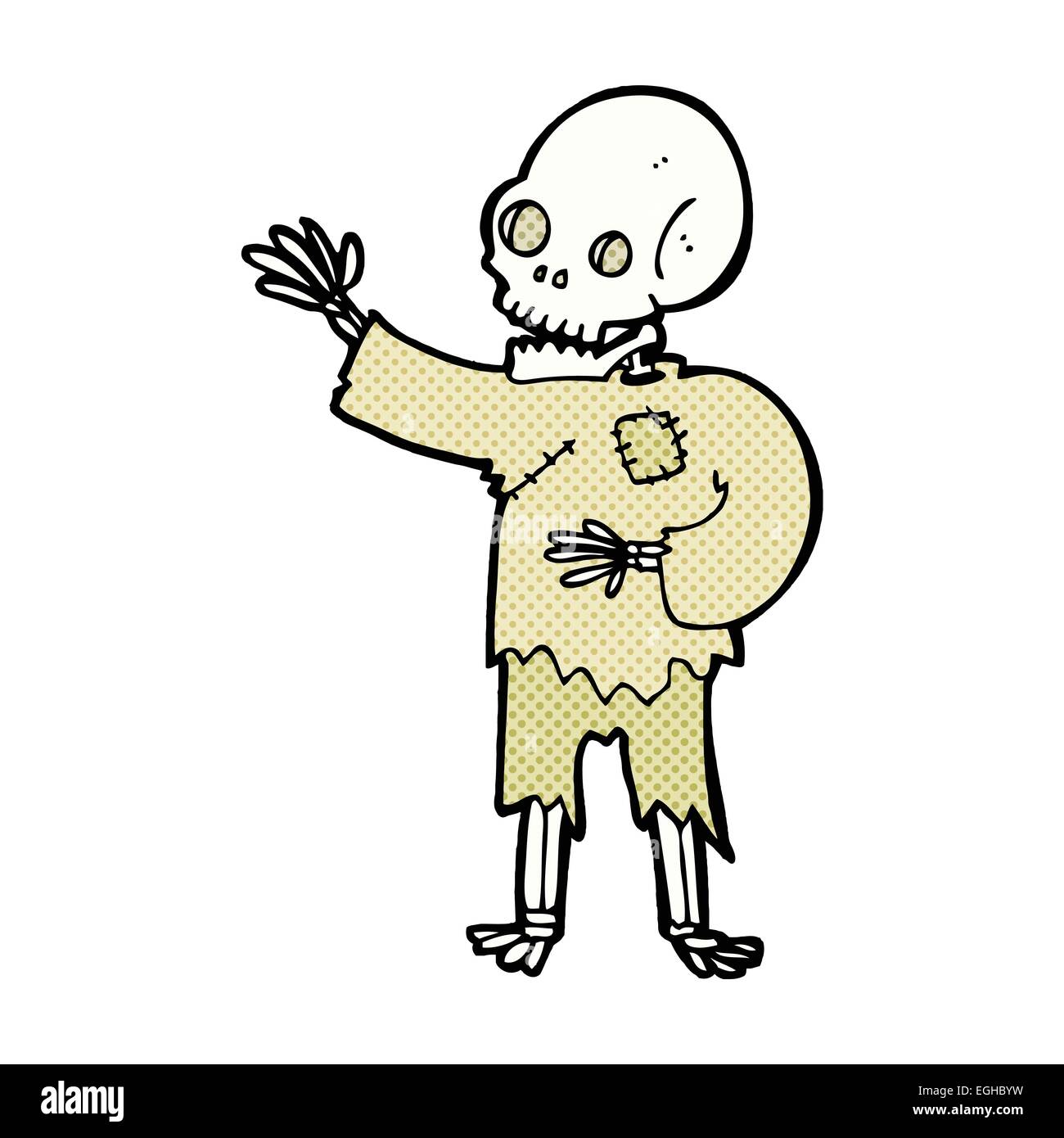 retro comic book style cartoon skeleton waving Stock Vector Image & Art ...