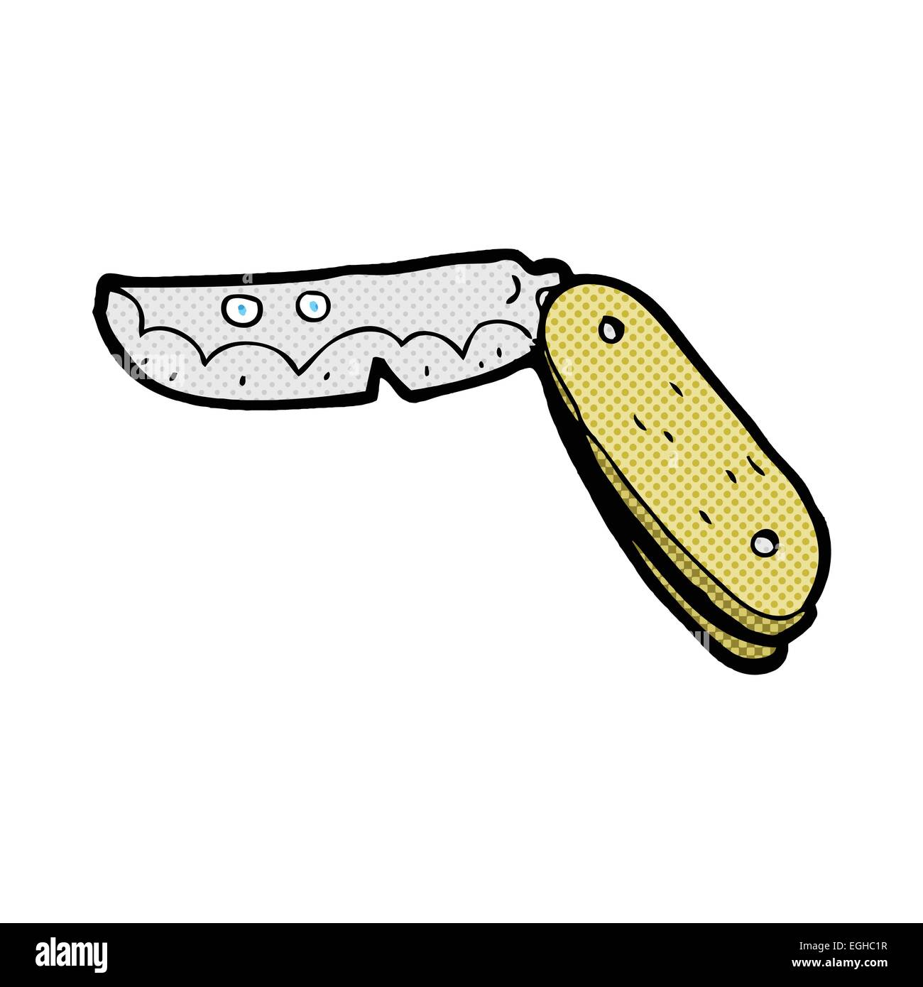 retro comic book style cartoon folding knife Stock Vector Image & Art ...