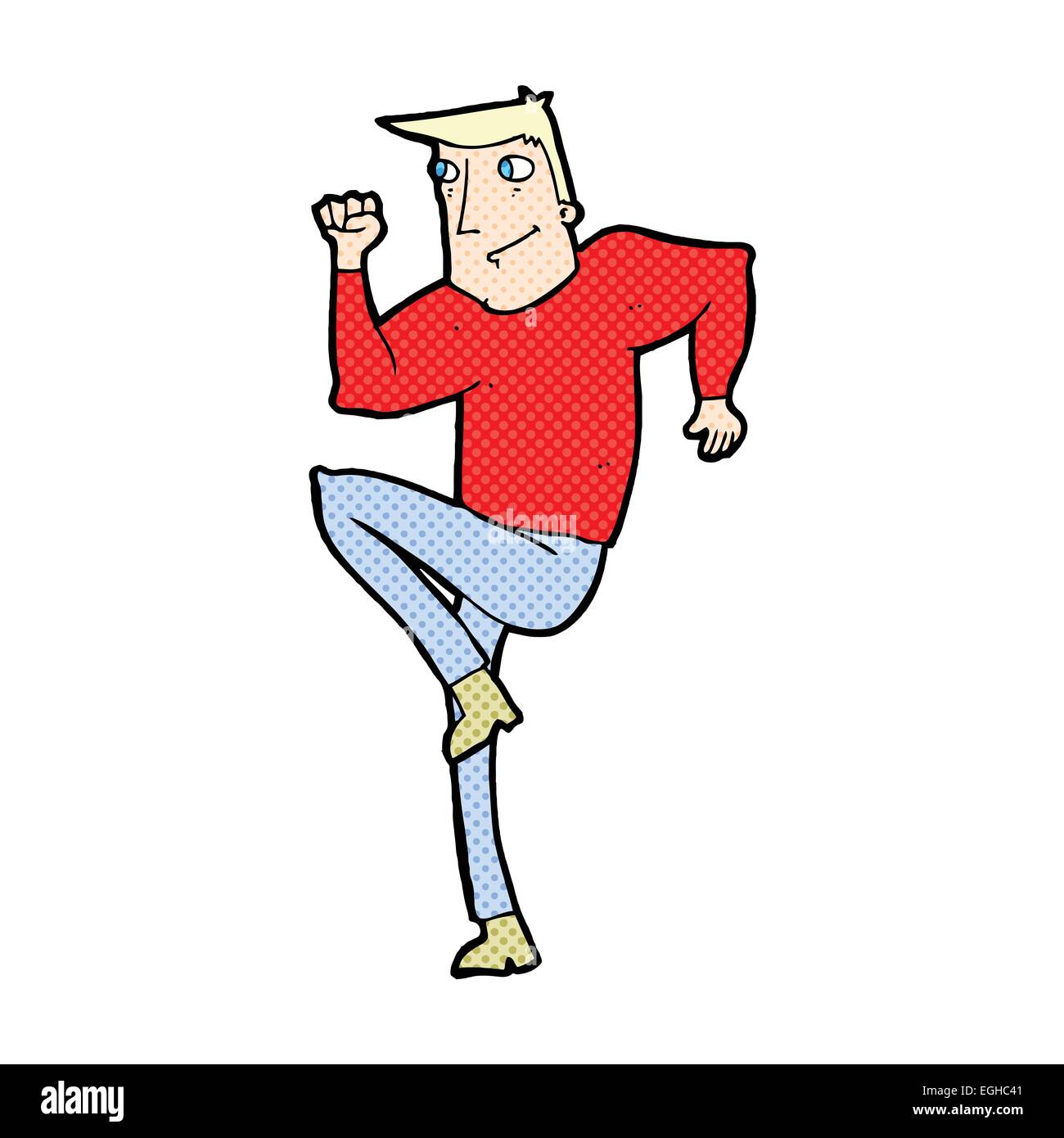 retro comic book style cartoon man jogging on spot Stock Vector Image ...
