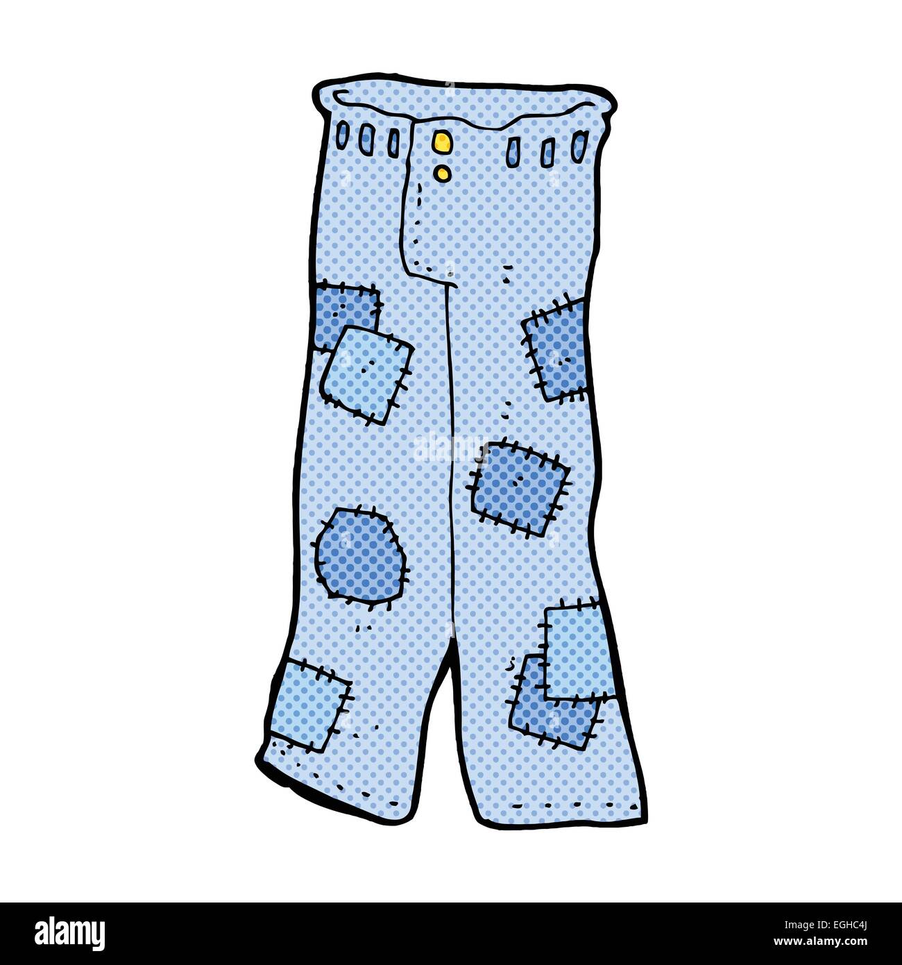 retro comic book style cartoon patched old jeans Stock Vector Image ...