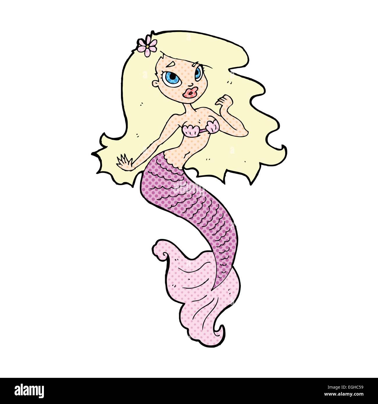 retro comic book style cartoon pretty mermaid Stock Vector Image & Art ...