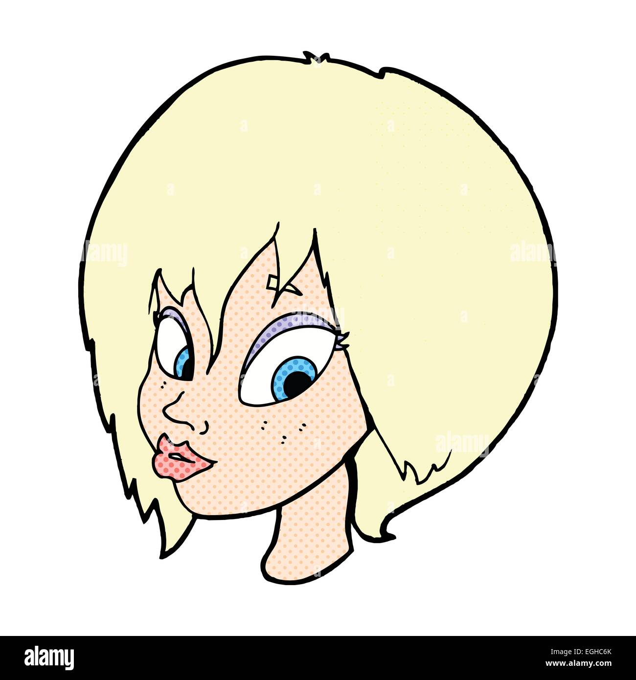 retro comic book style cartoon pretty female face pouting Stock Vector ...