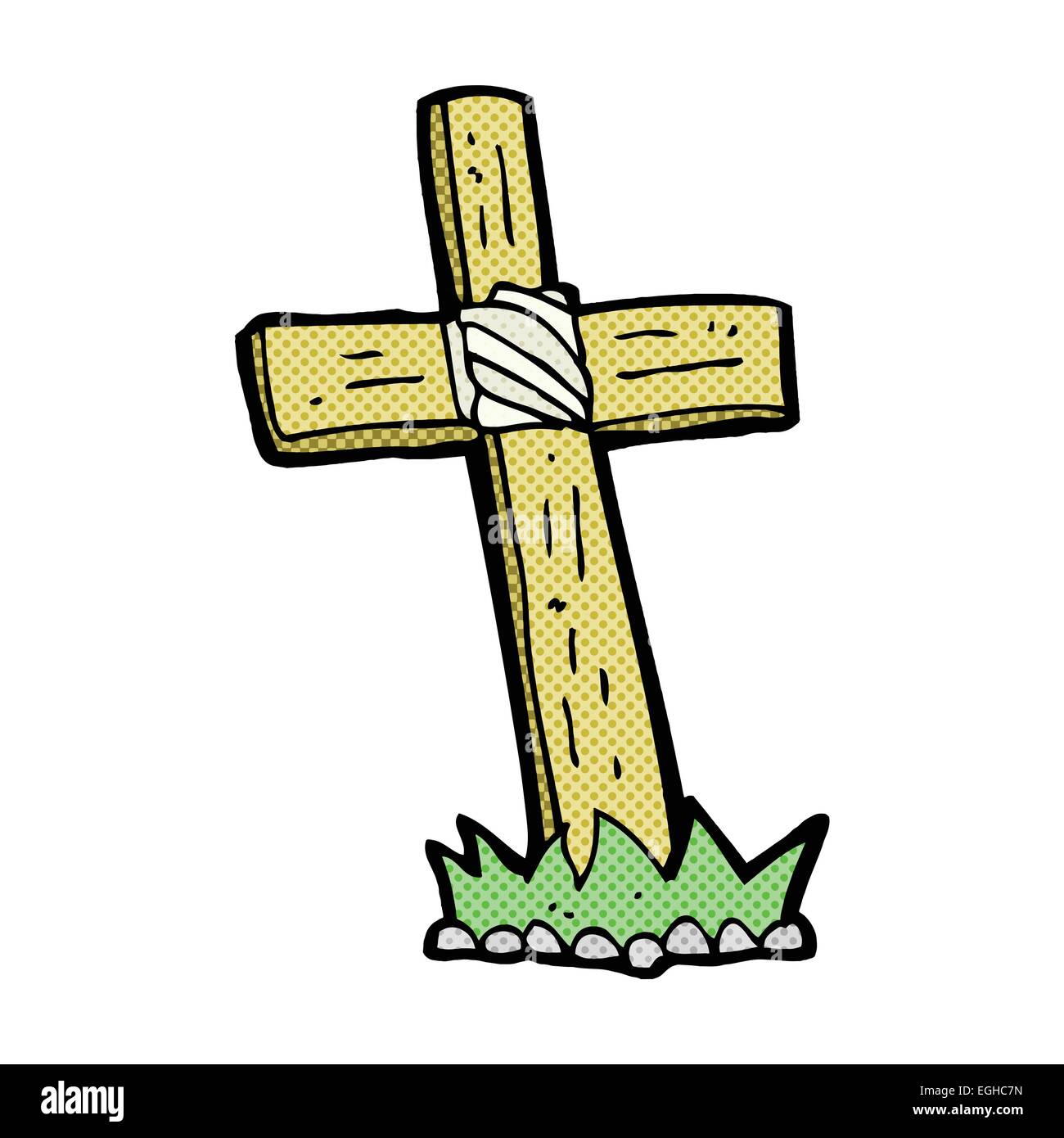 retro comic book style cartoon wooden cross grave Stock Vector Image ...