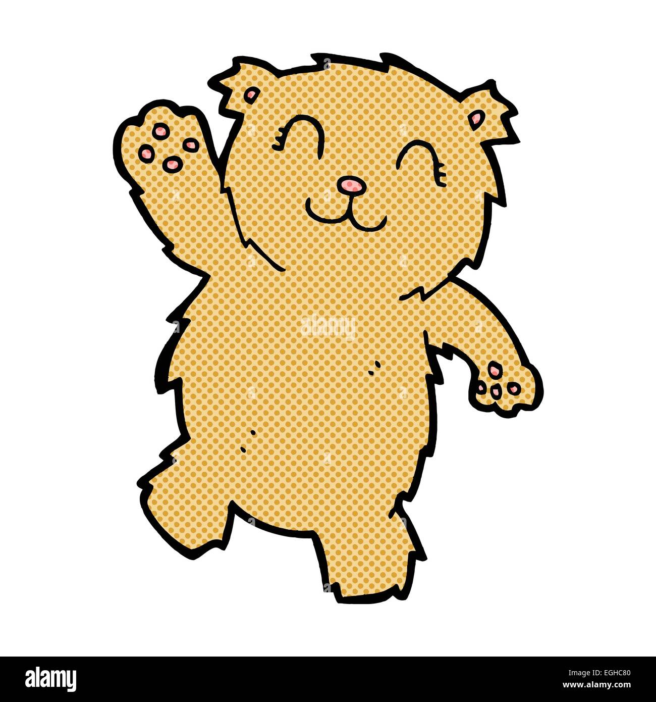 retro comic book style cartoon waving teddy bear Stock Vector Image ...