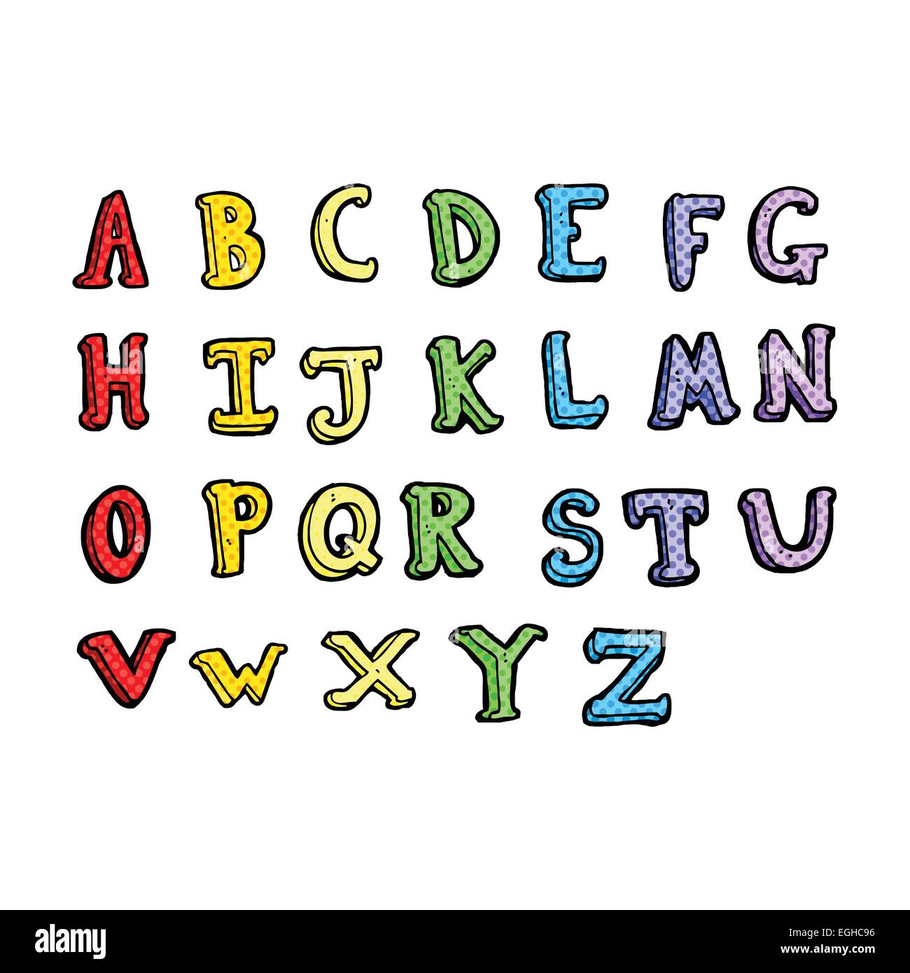 retro comic book style cartoon alphabet Stock Vector Image & Art - Alamy