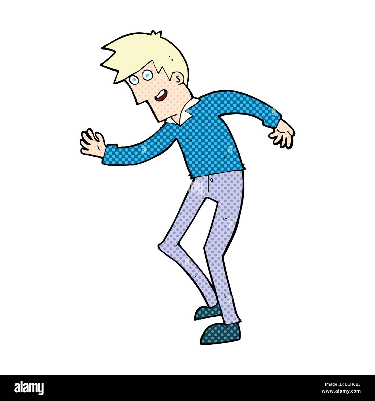 retro comic book style cartoon happy man dancing Stock Vector Image ...